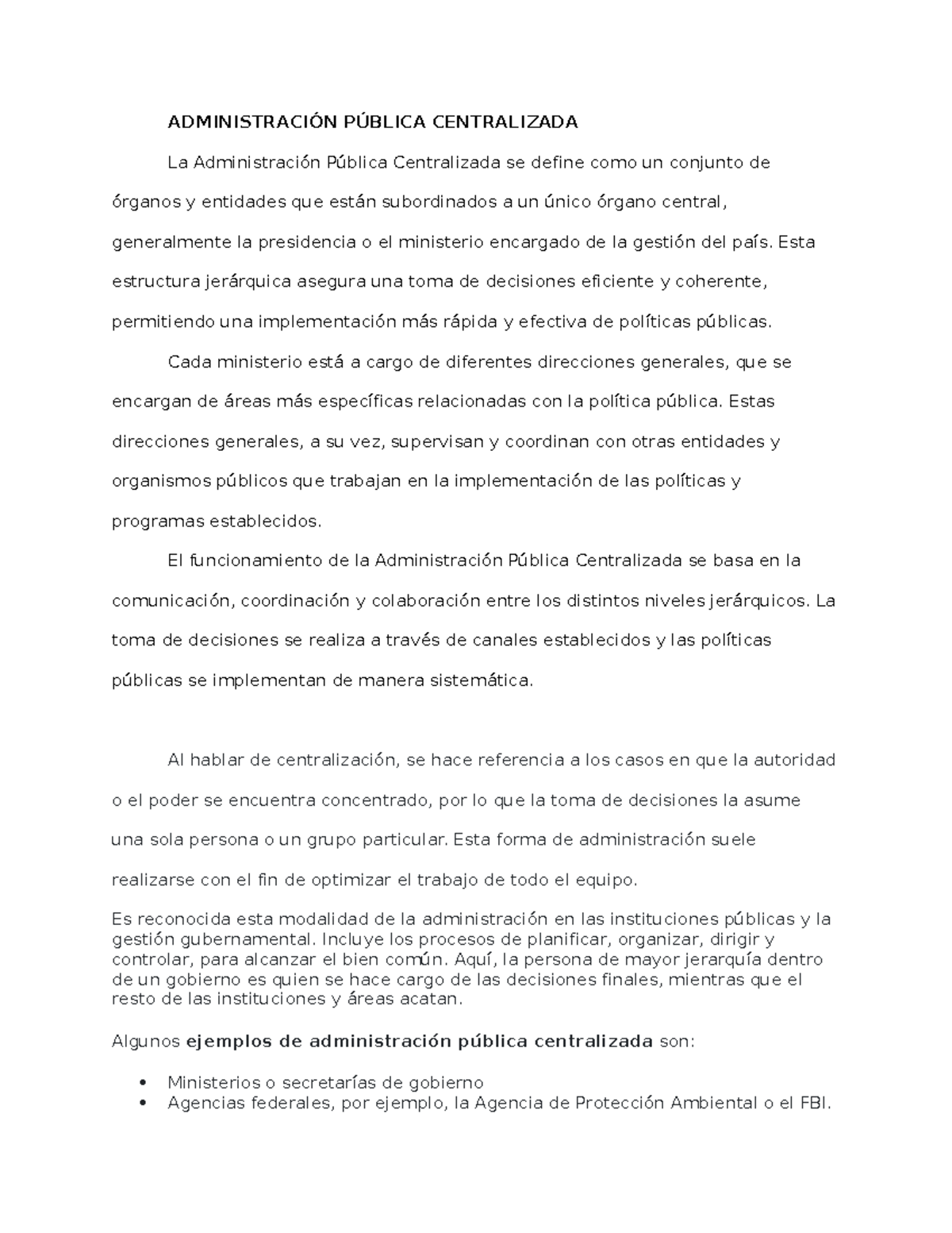 AdministracióN PÚ Blica Centralizada - ADMINISTRACIÓN PÚBLICA CENTRALIZADA La Administración ...
