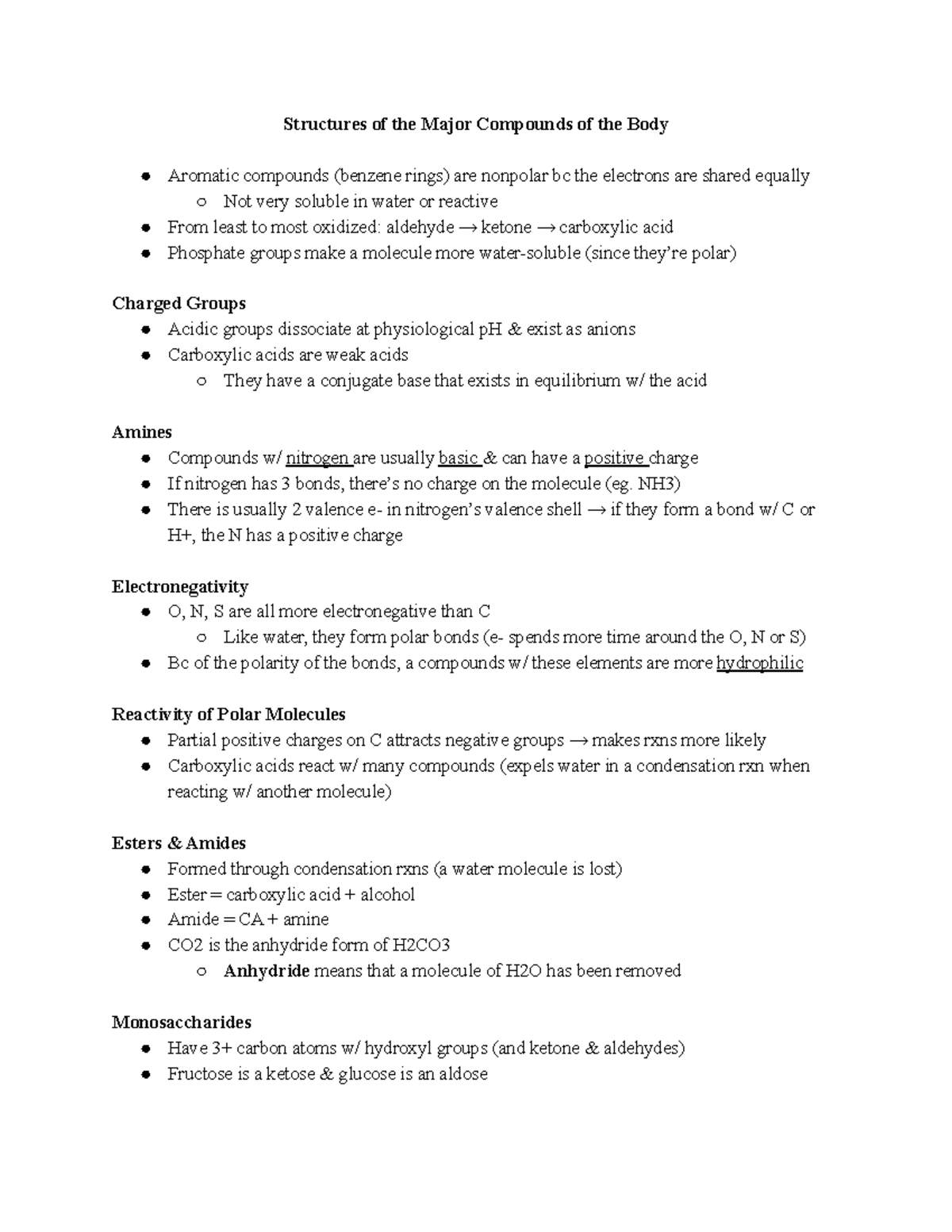 Structures of the major compounds of the body - Structures of the Major ...