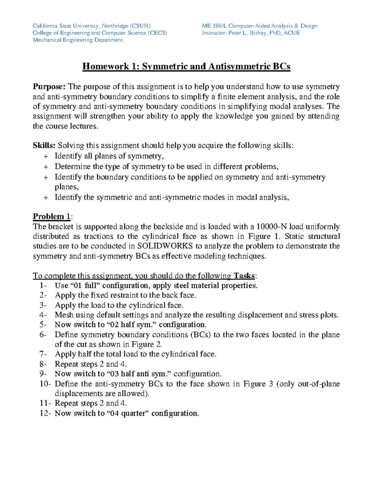 ME386 Sym Assignment - California State University, Northridge (CSUN ...