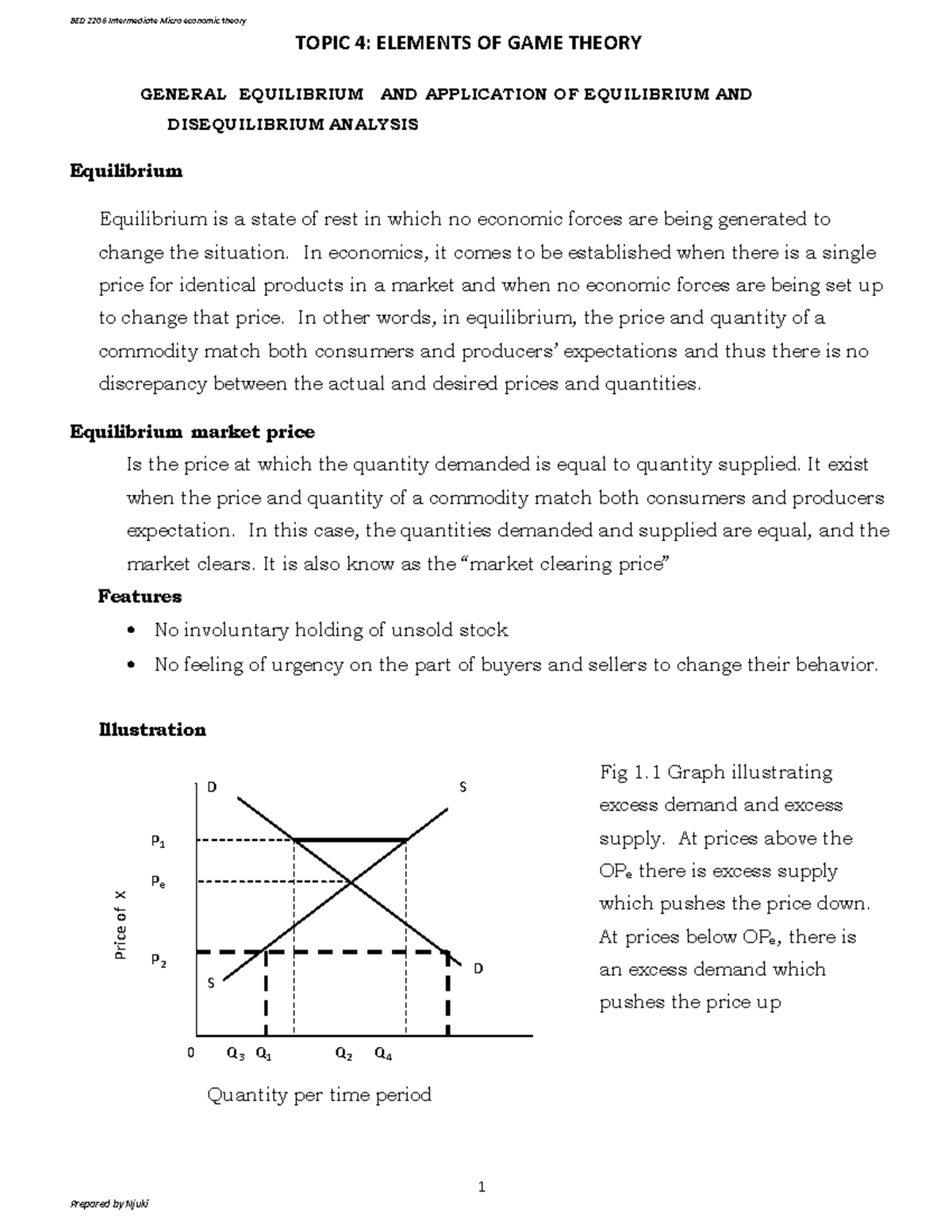 BED 2206 Intermediate micro economic -T4 - Game theory - TOPIC 4 ...