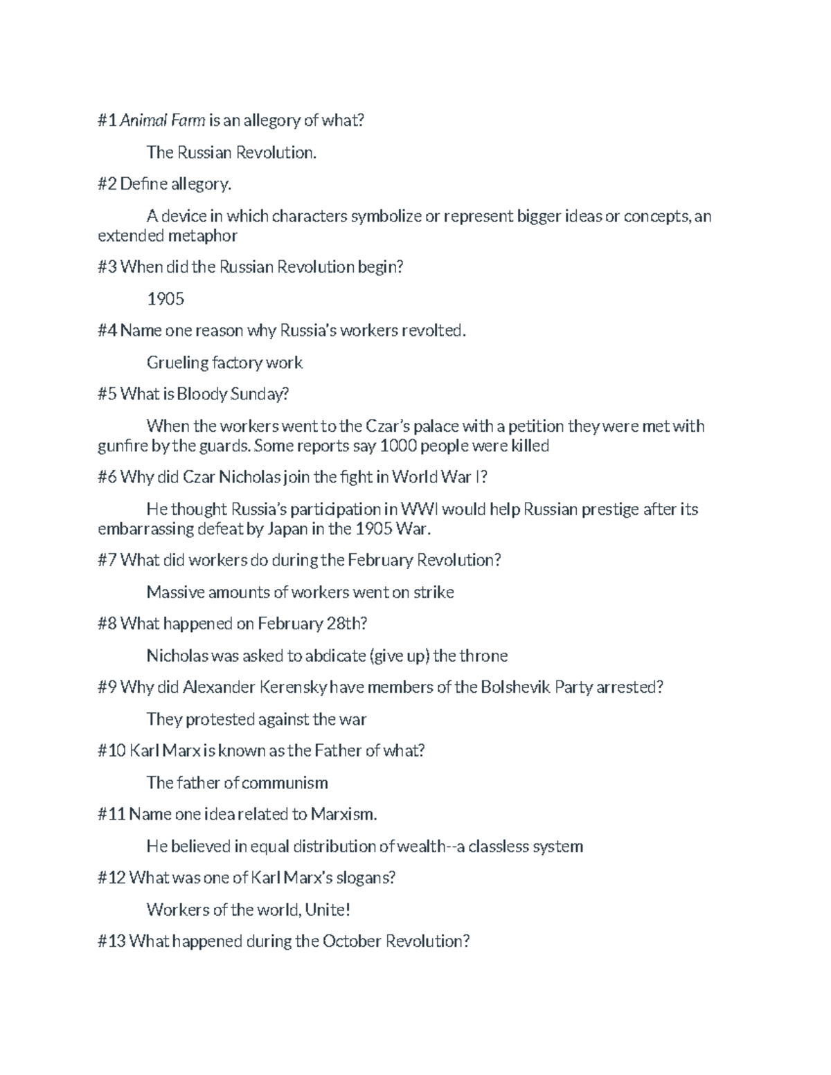 Animal farm video - #1 Animal Farm is an allegory of what? The Russian ...