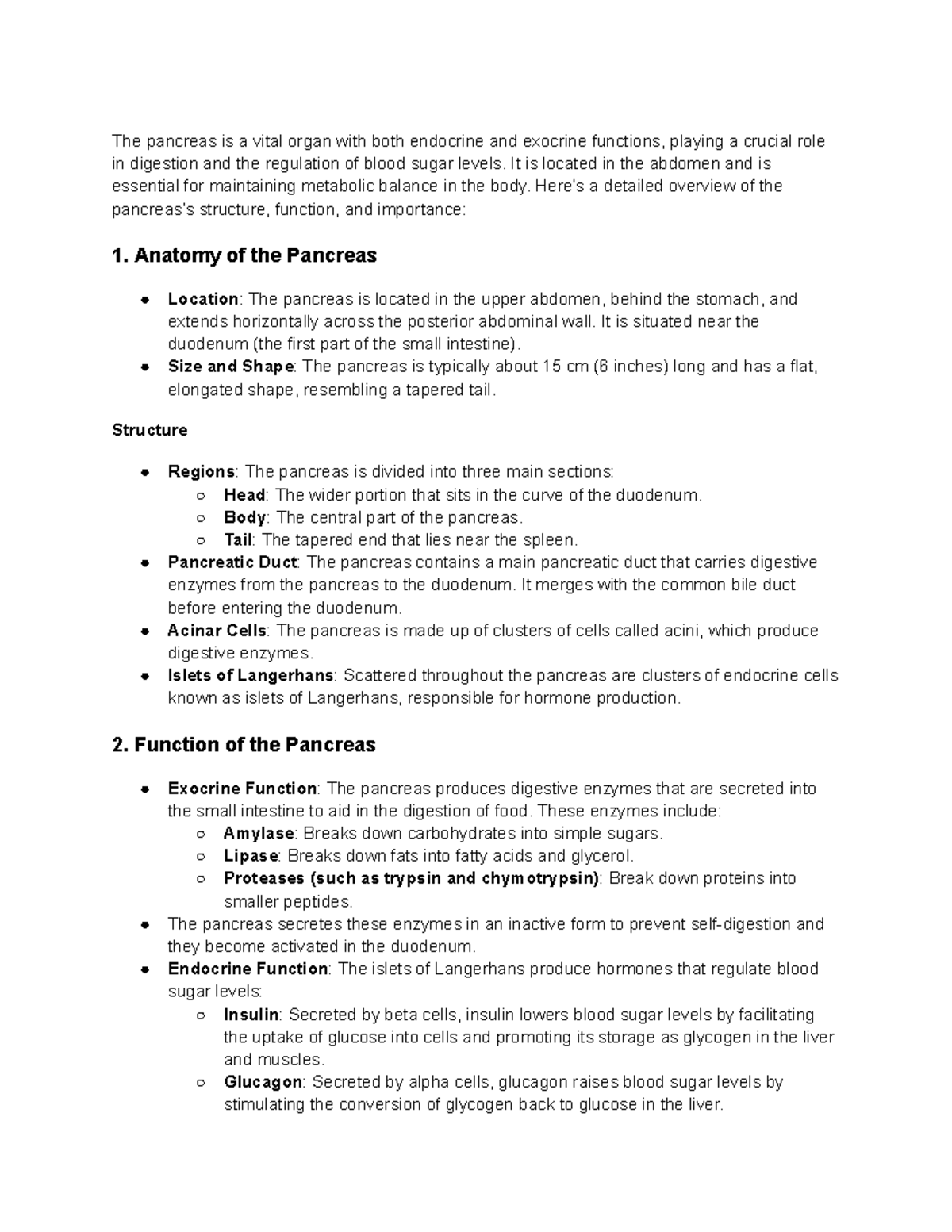 Pancreas Anatomy Summary - The pancreas is a vital organ with both ...