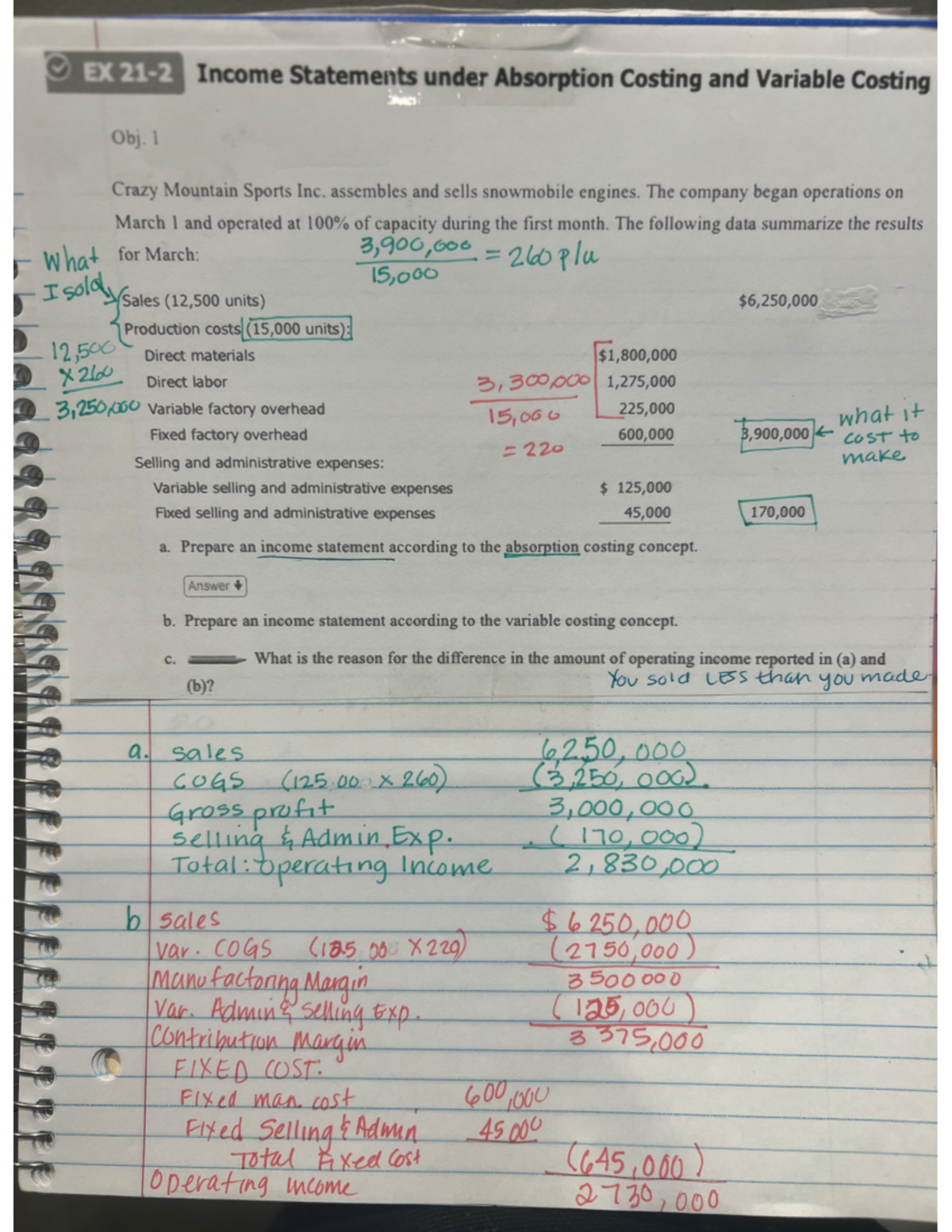 IMG 0080 - INCOME STATEMENT UNDER ABSORPTION COSTING AND VARIABLE ...