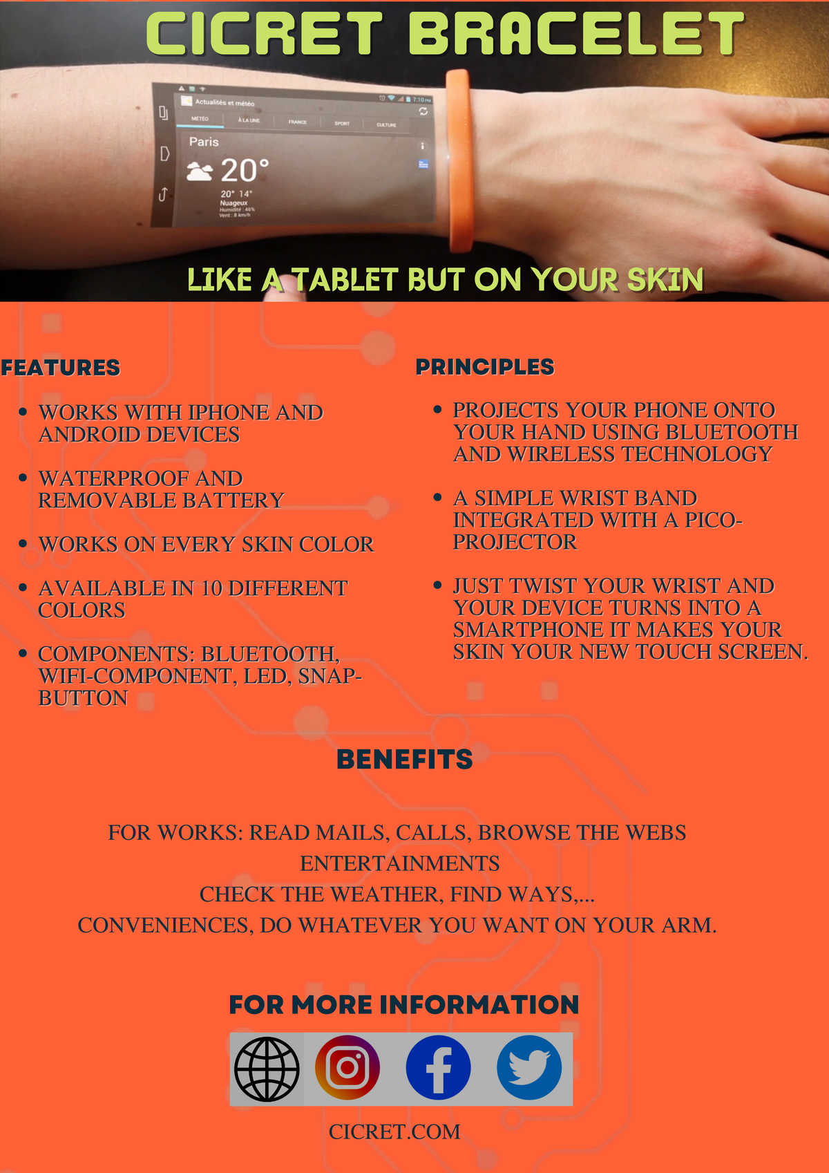 English Technology Ads project - BENEFITS CICRET BRACELET CICRET ...