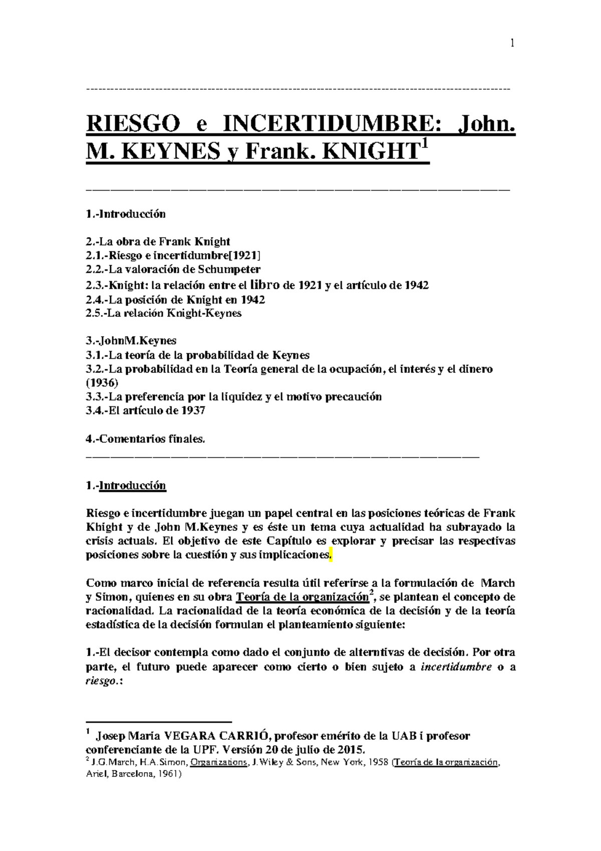 Riesgo e Incertidumbre - John. M. Keynes y Frank. Knight - RIESGO e ...