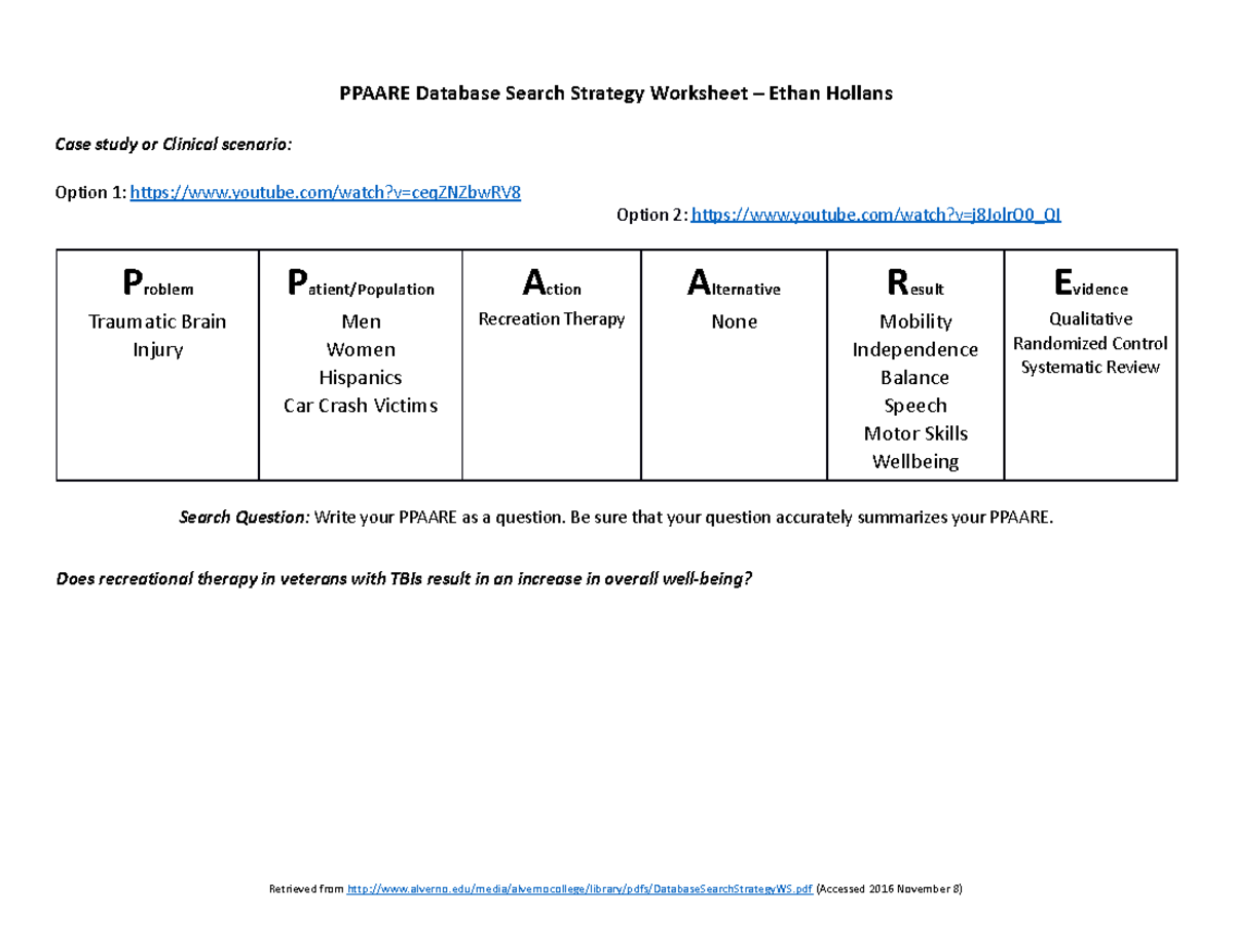 Database Search Strategy PPAARE - Megan Bell - PPAARE Database Search ...