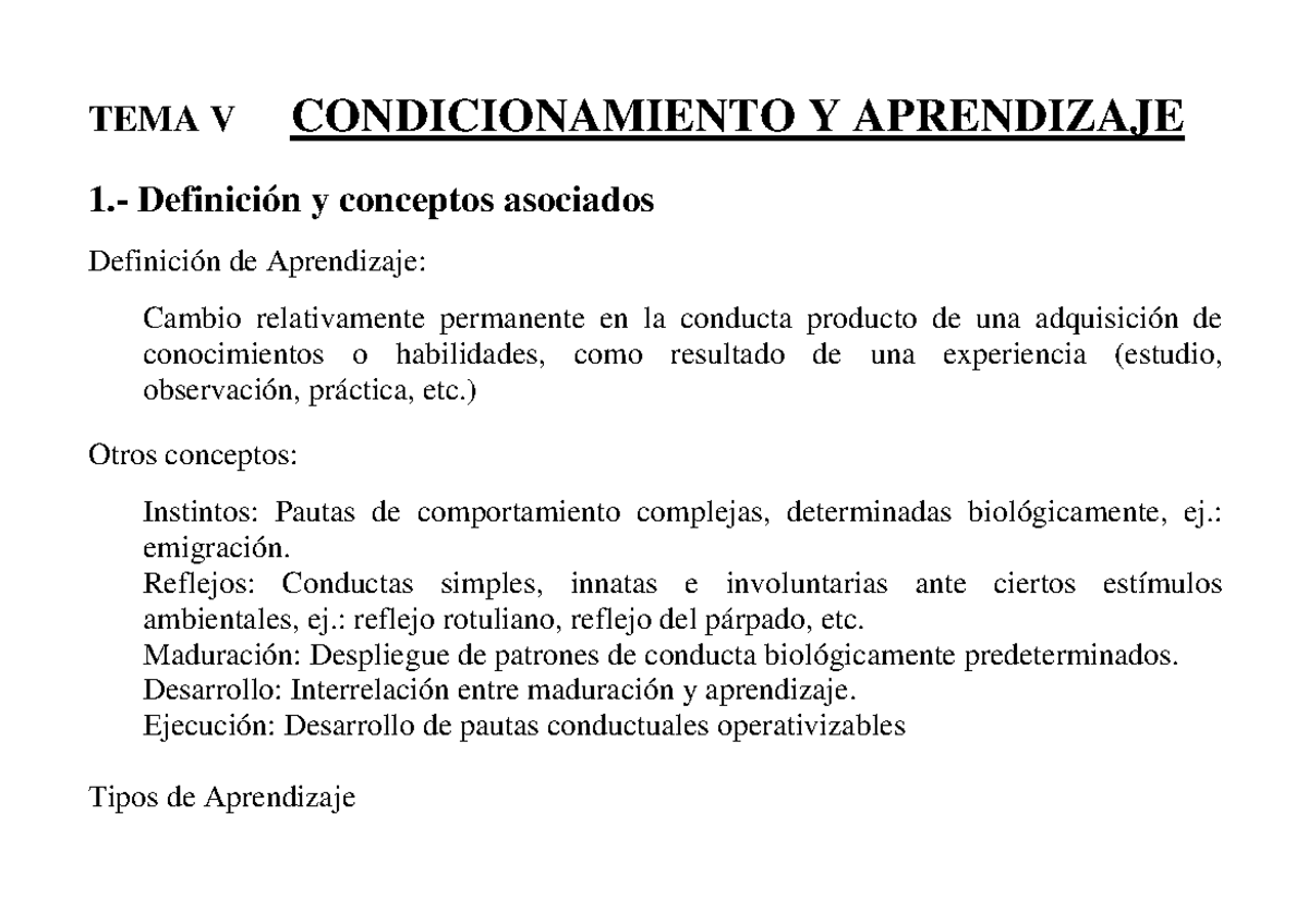 TEMA 5. Condicionamiento Y Aprendizaje - TEMA V CONDICIONAMIENTO Y ...