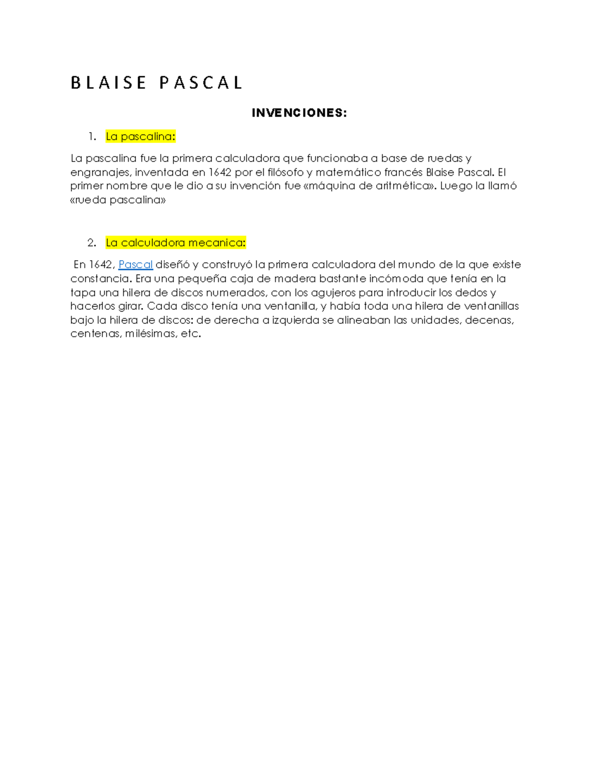 Fisico Blaise Pascal - Lecture notes 1 - B L A I S E P A S C A L ...