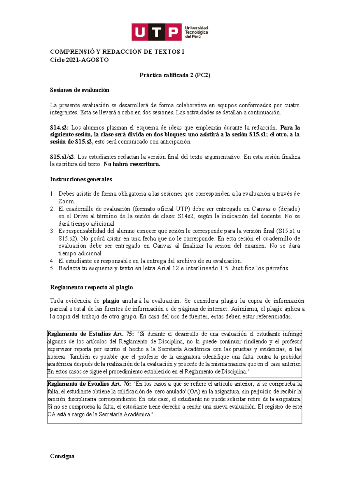 S14.s2 y S15 Práctica Calificada 2 (Formato oficial UTP) 2021-agosto - Comprensión y redacción ...
