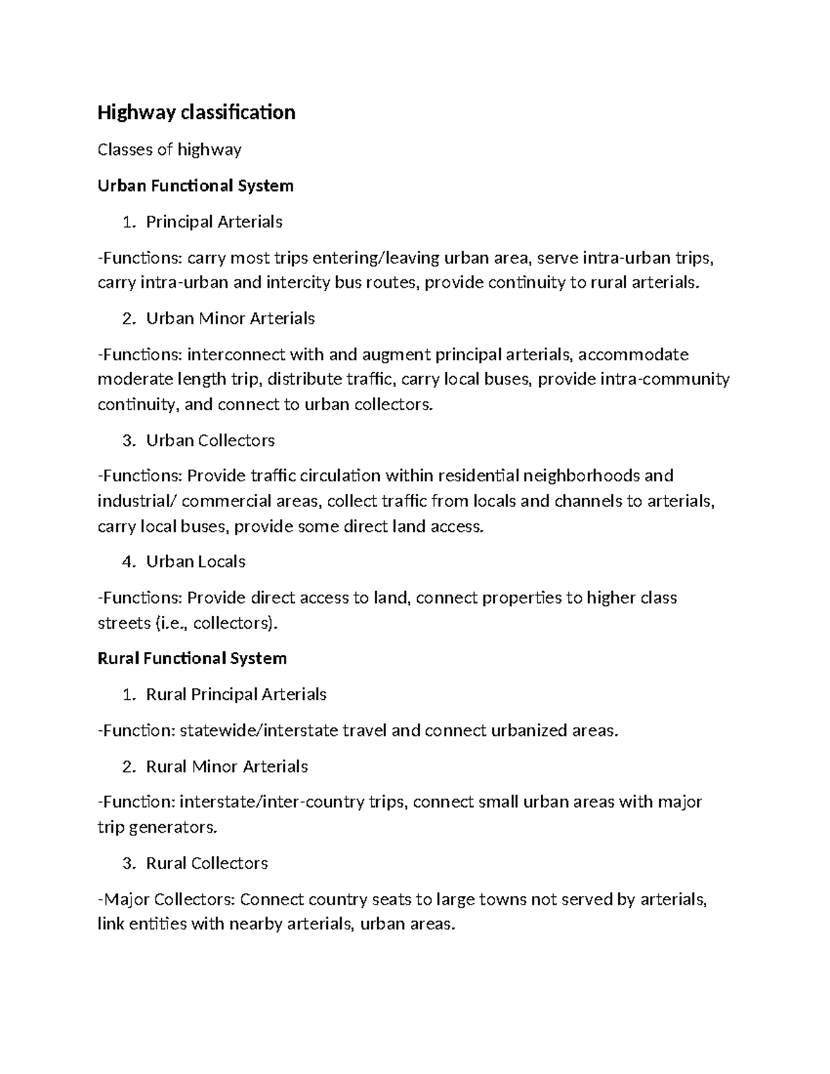 Highway classification - Highway classification Classes of highway ...