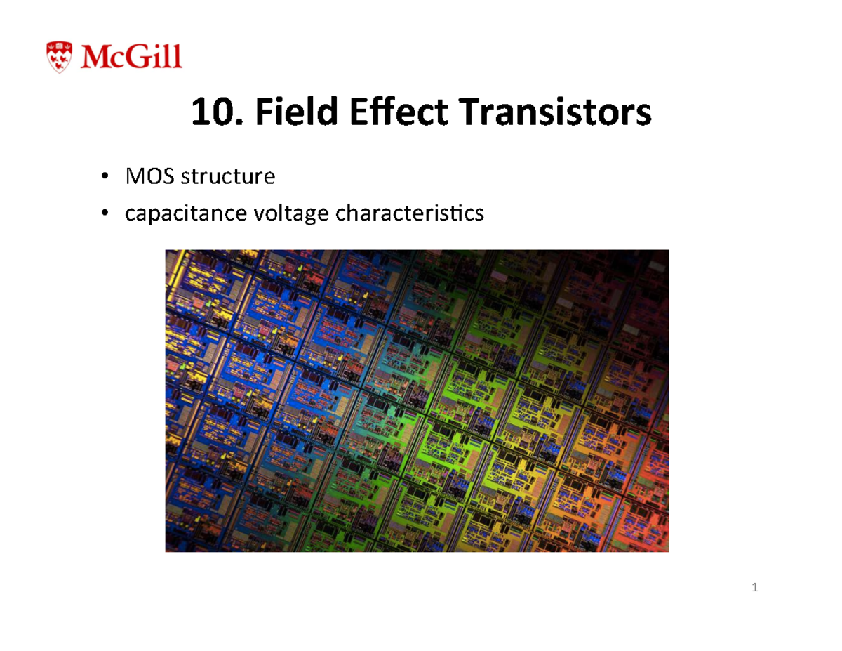 16 MOS and CV - Latest updated lectures - Ecse 533 - McGill - Studocu
