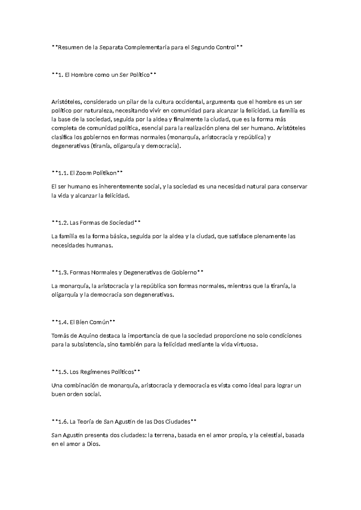 Resumen de la Separata Complementaria para el Segundo Control - El ...