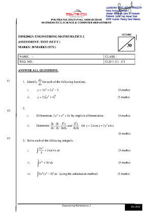 Case Study Math (Report)(Draft) - DBM30033 (Engineering Mathematics 3 ...