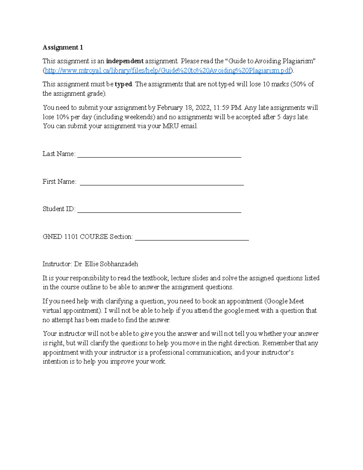 Assignment Winter 2022.docx - Assignment 1 This assignment is an ...