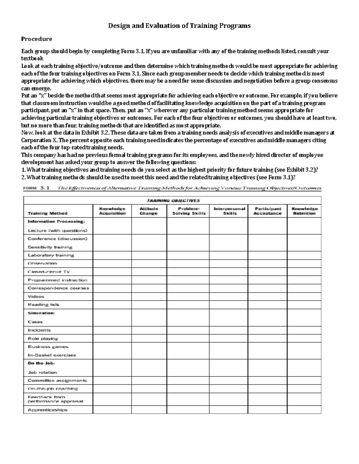 Design and Evaluation of Training Programs - Design and Evaluation of Training Programs ...