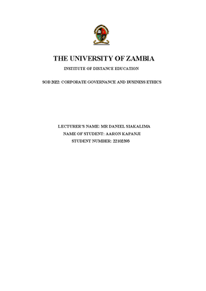 Assignment 1 - THE UNIVERSITY OF ZAMBIA INSTITUTE OF DISTANCE EDUCATION ...