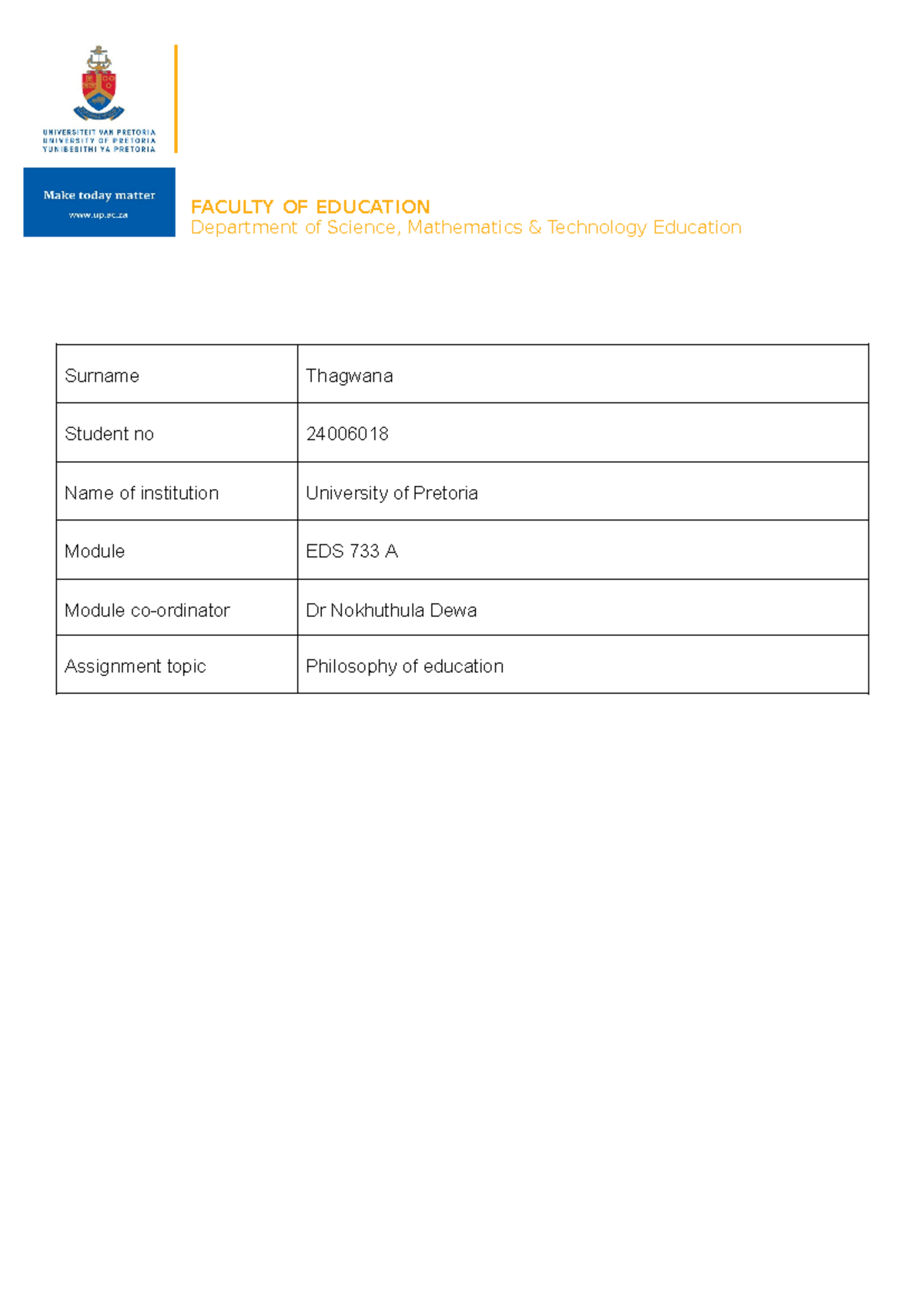 Assignment 1 Eds 733 A Faculty Of Education Department Of Science