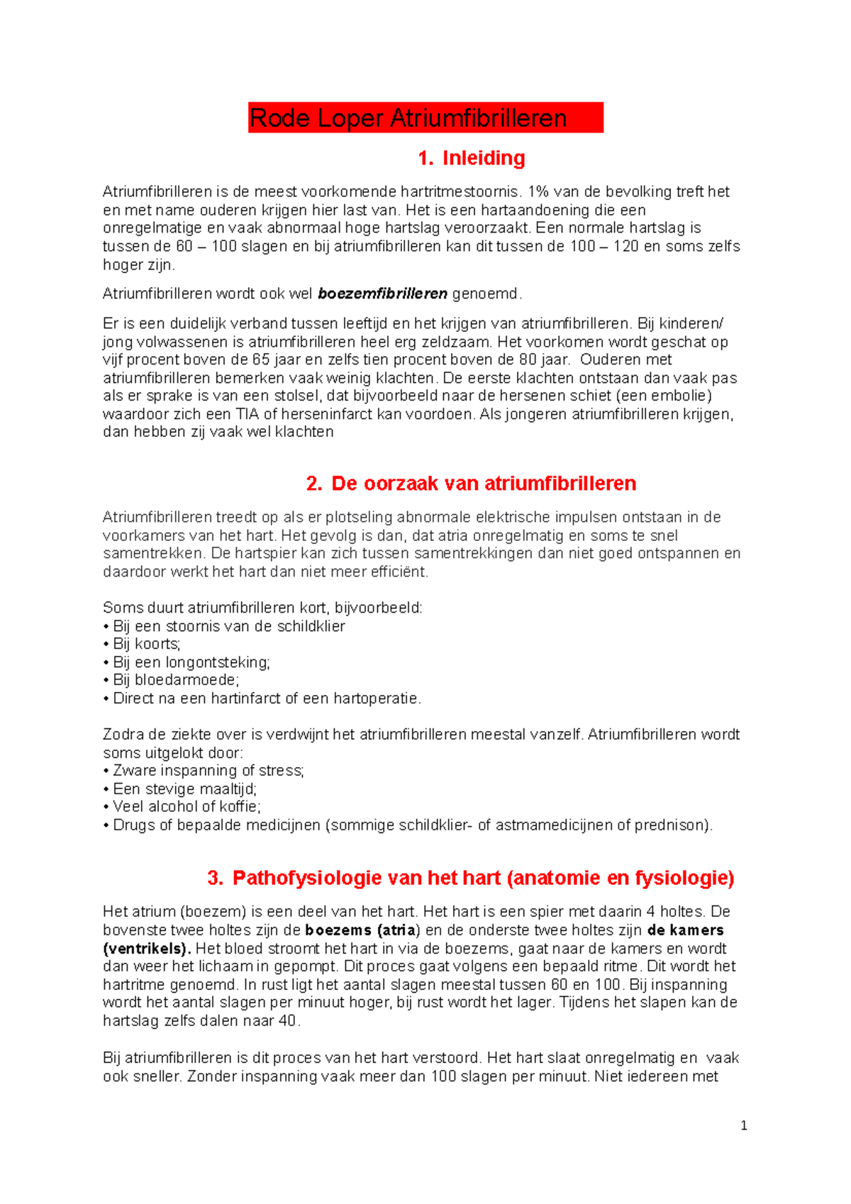 Rode loper Artiumfibrilleren - Rode Loper Atriumfibrilleren 1 ...