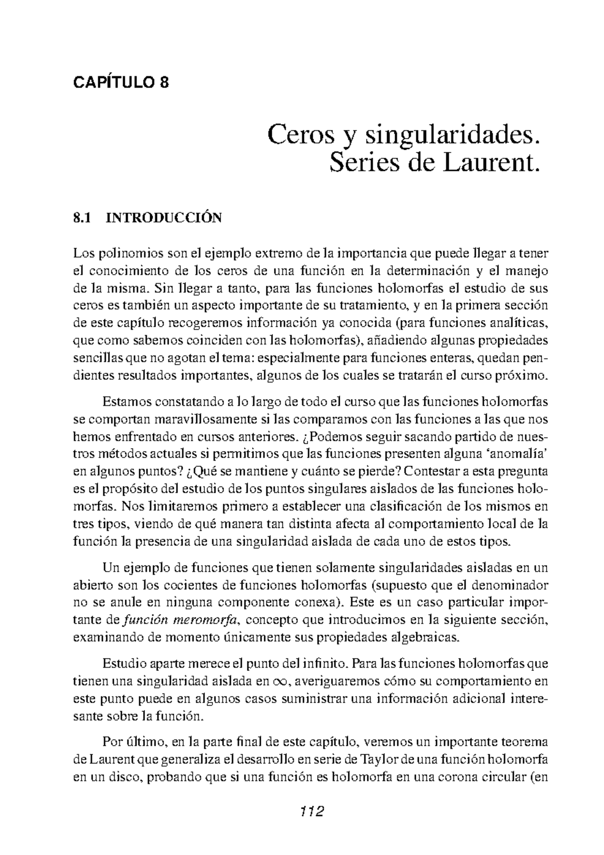 08. Ceros y singularidades. Series de Laurent - 8 Ceros y singularidades. Series de Laurent. 8 ...