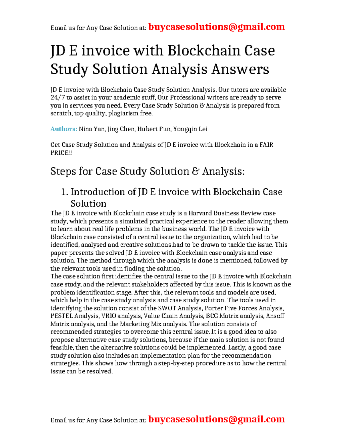 Case Solution JD E invoice with Blockchain - JD E invoice with Blockchain Case Study Solution ...