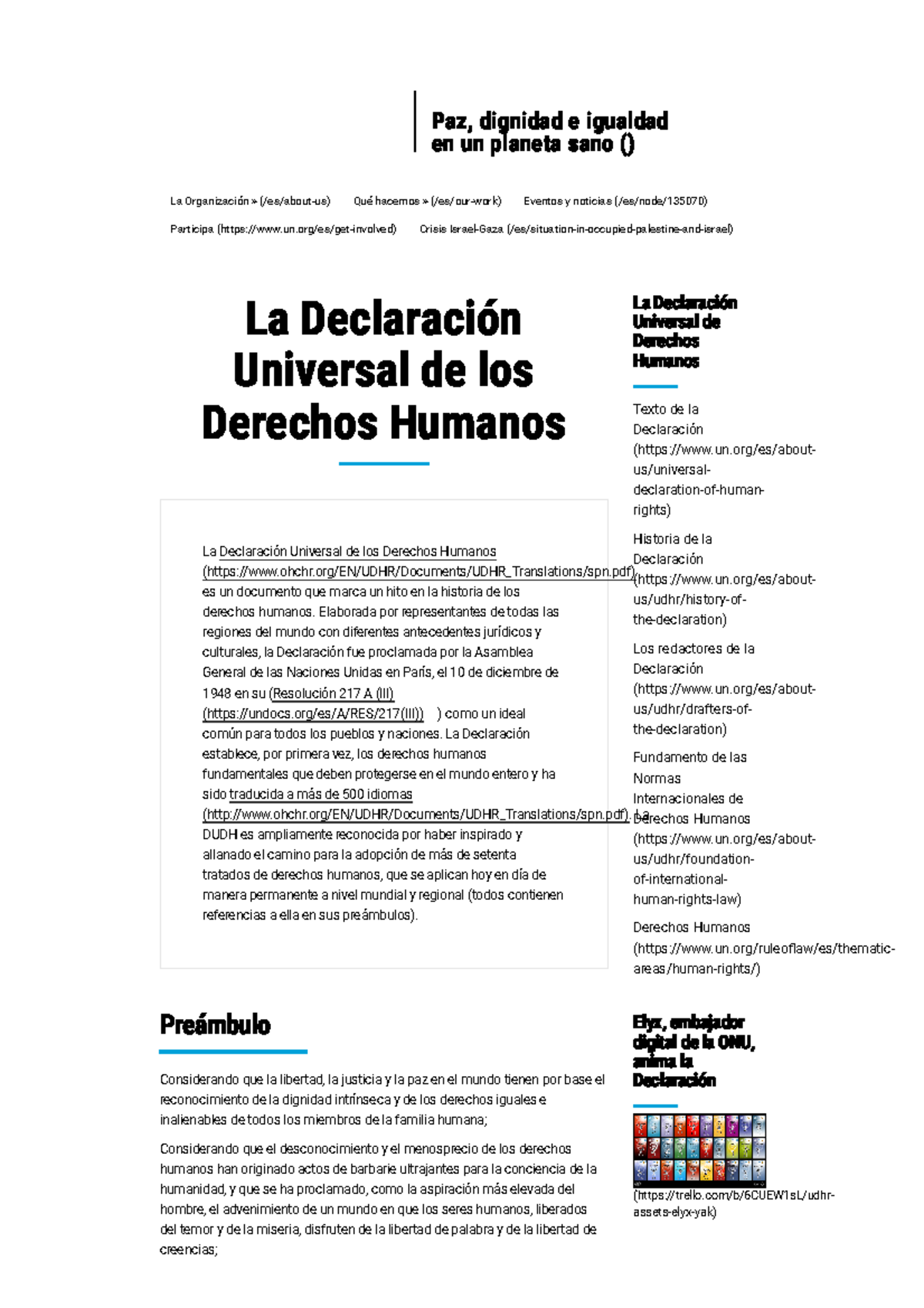 La Declaración Universal de los Derechos Humanos Naciones Unidas - Paz, dignidad e igualdad en ...