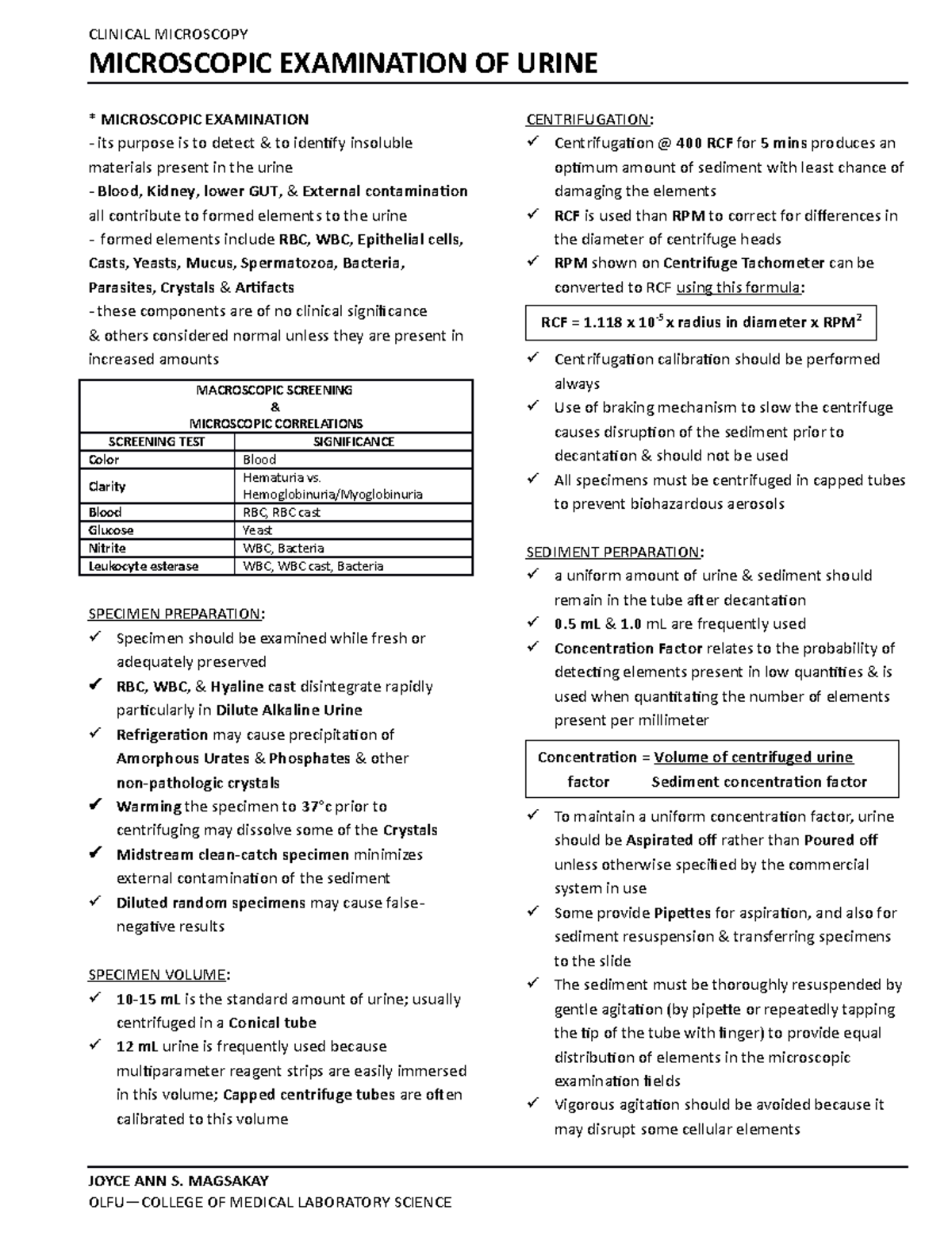 5. Microscopic Exam of Urine - CLINICAL MICROSCOPY MICROSCOPIC ...