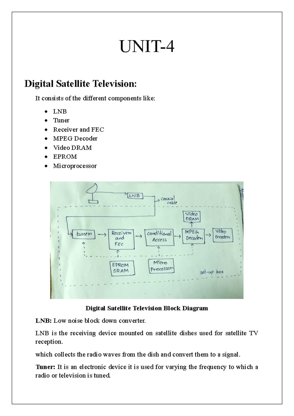 CE UNIT4 - Ce unit 4 jntuk r20 4-1 - UNIT- 4 Digital Satellite Television: It consists of the ...