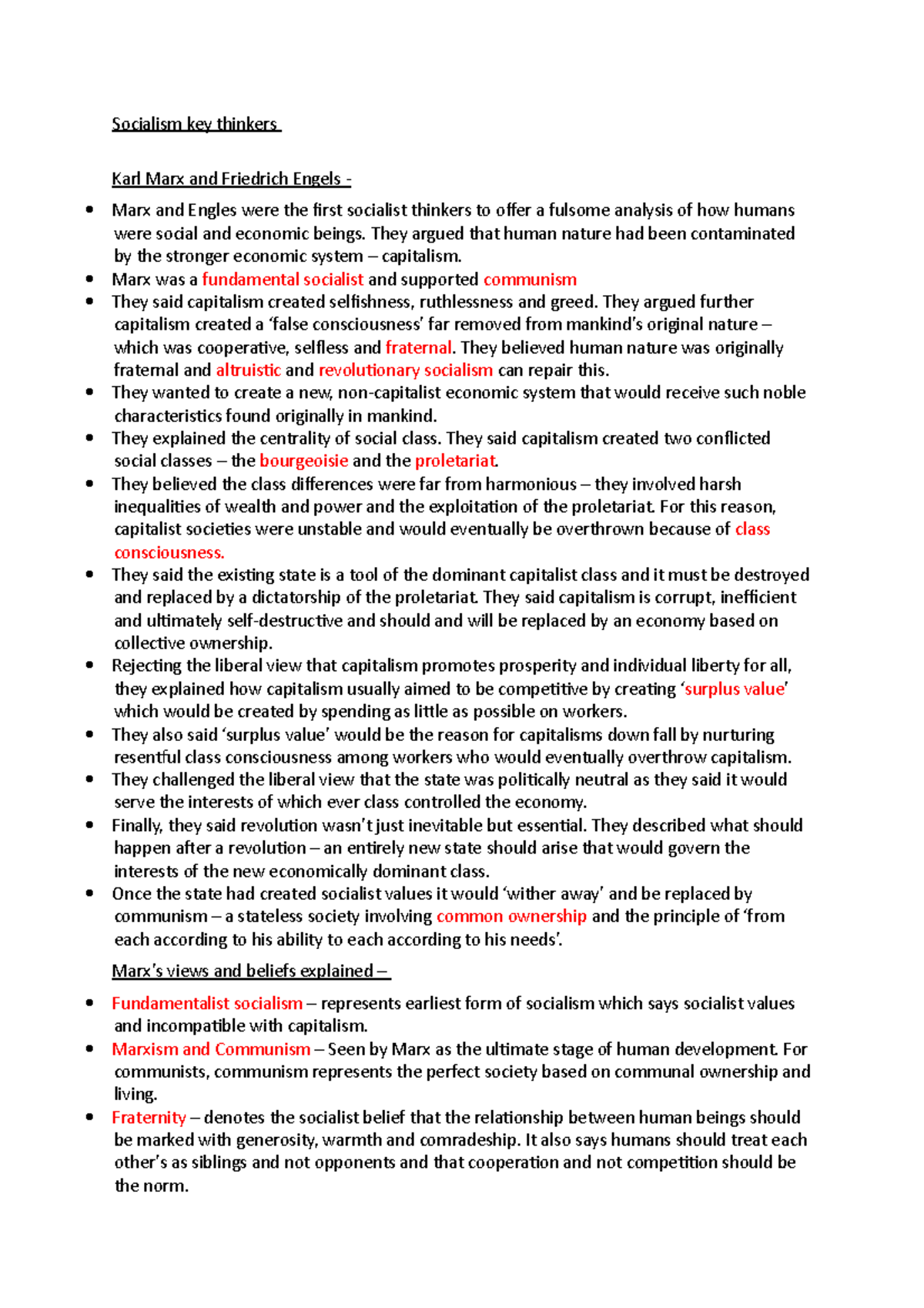 Socialism key thinkers - Socialism key thinkers Karl Marx and Friedrich ...