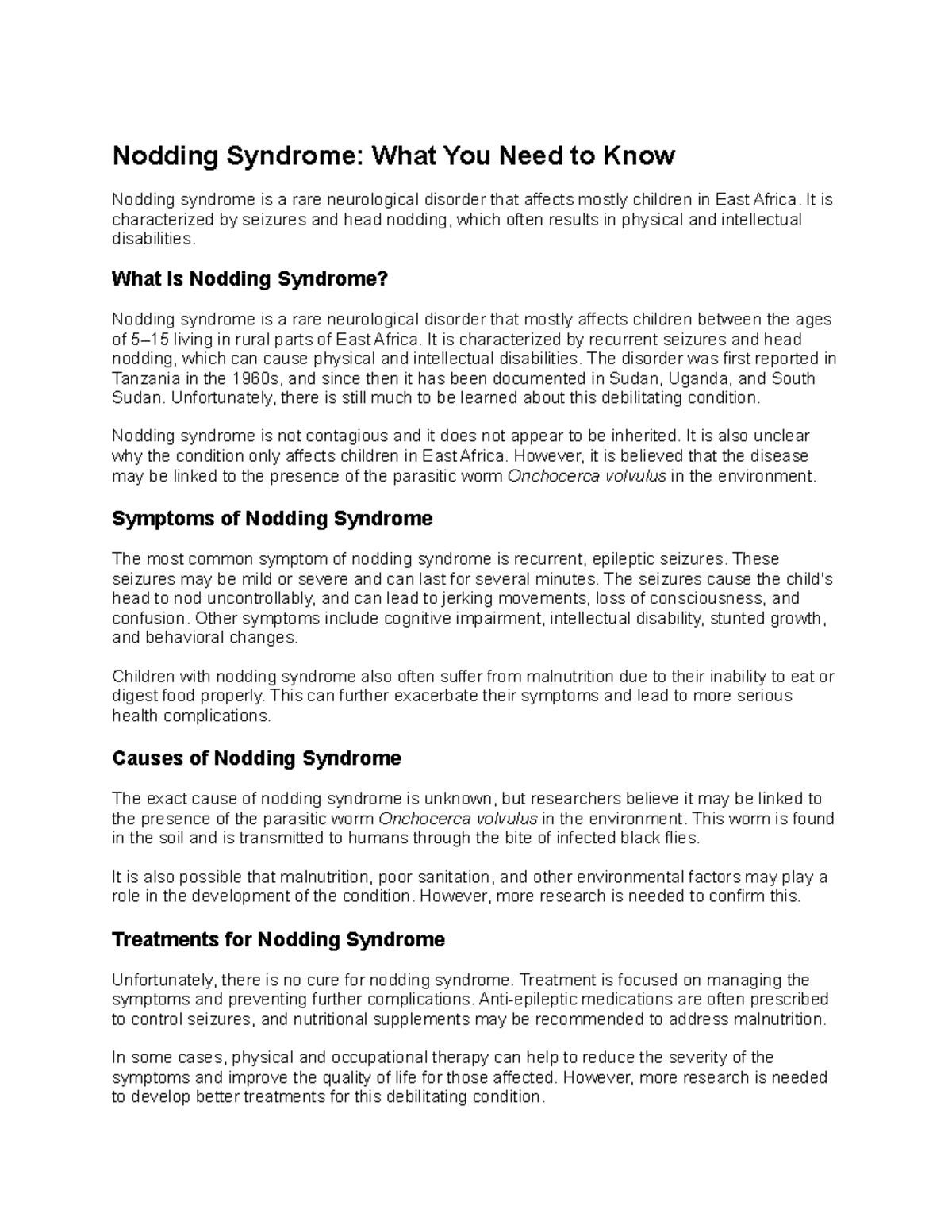 Nodding Syndrome What You Need to Know - Nodding Syndrome: What You ...