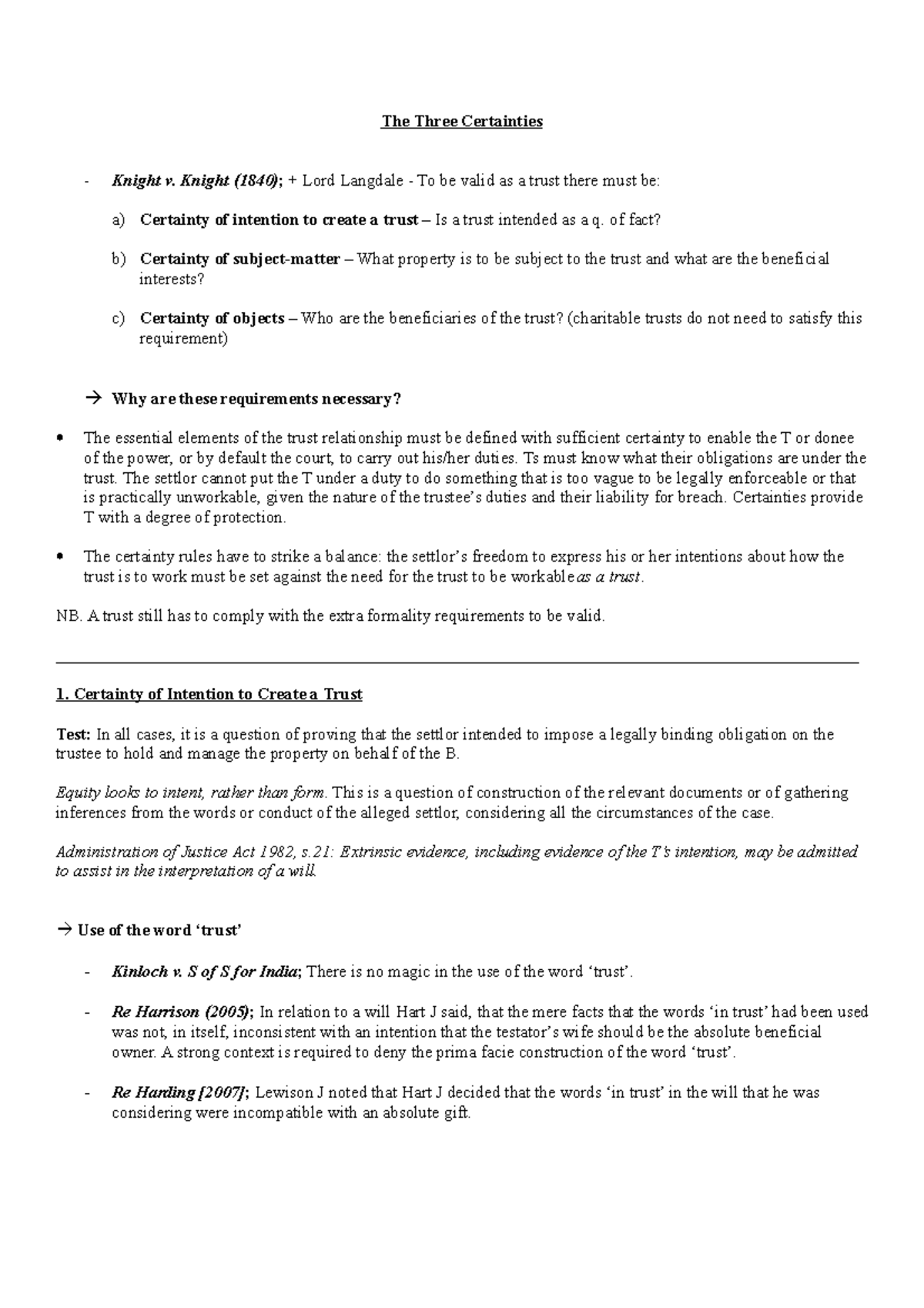 The Three Certainties sample - The Three Certainties Knight v. Knight ...