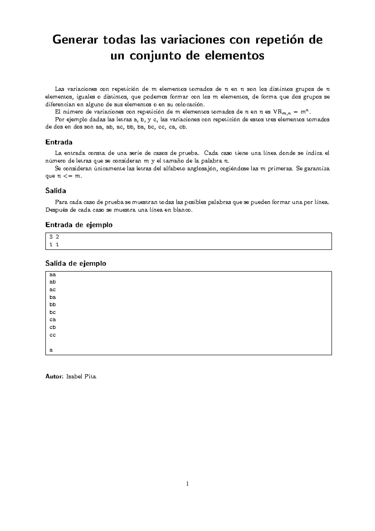 Variaciones Con Repeticion - Generar todas las variaciones con repeti ...