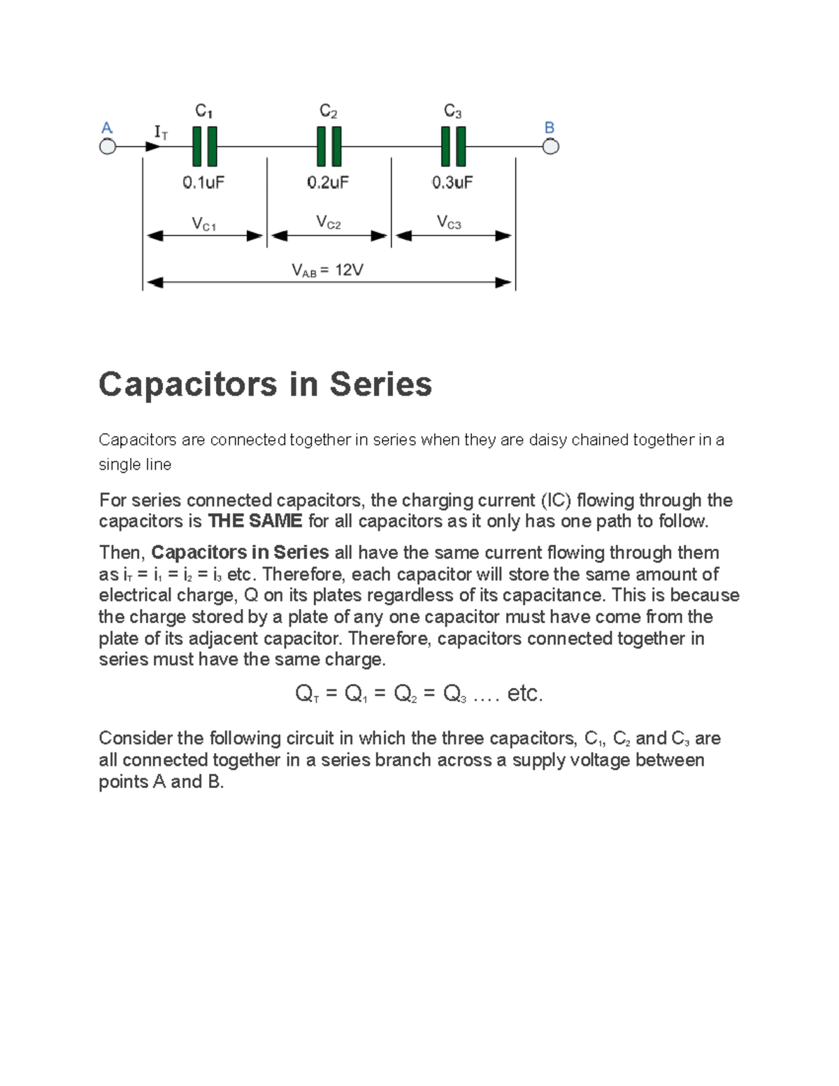 Capacitors in Series and Parallel - Capacitors in Series Capacitors are ...