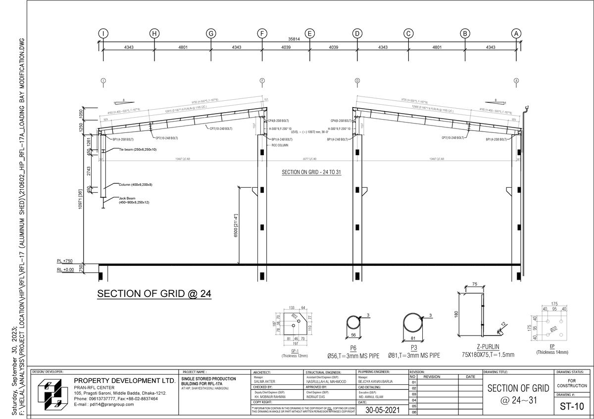 details of costing - FOR CONSTRUCTION 01 02 03 04 05 06 DRAWING STATUS ...