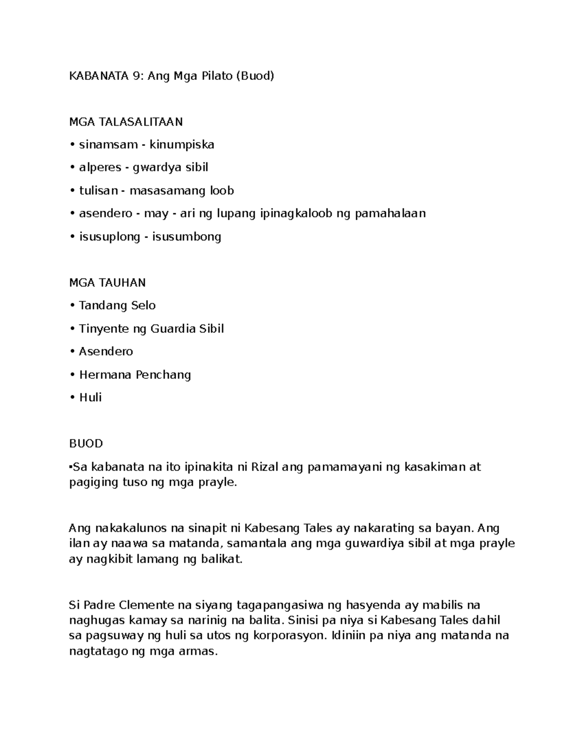 DEMO 2 EL FILI - maybe this could help - KABANATA 9: Ang Mga Pilato ...