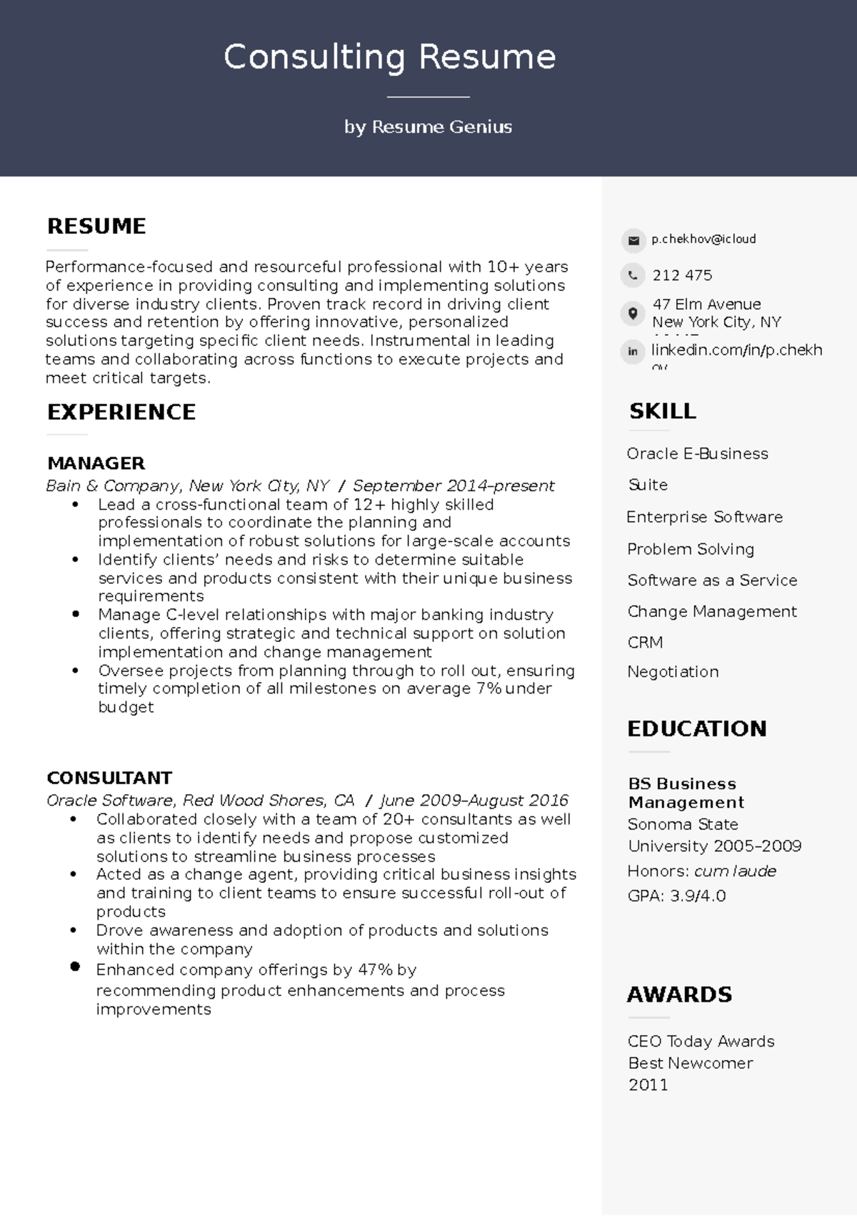 Consulting-Resume-Sample Corporate-Original - Consulting Resume CEO ...