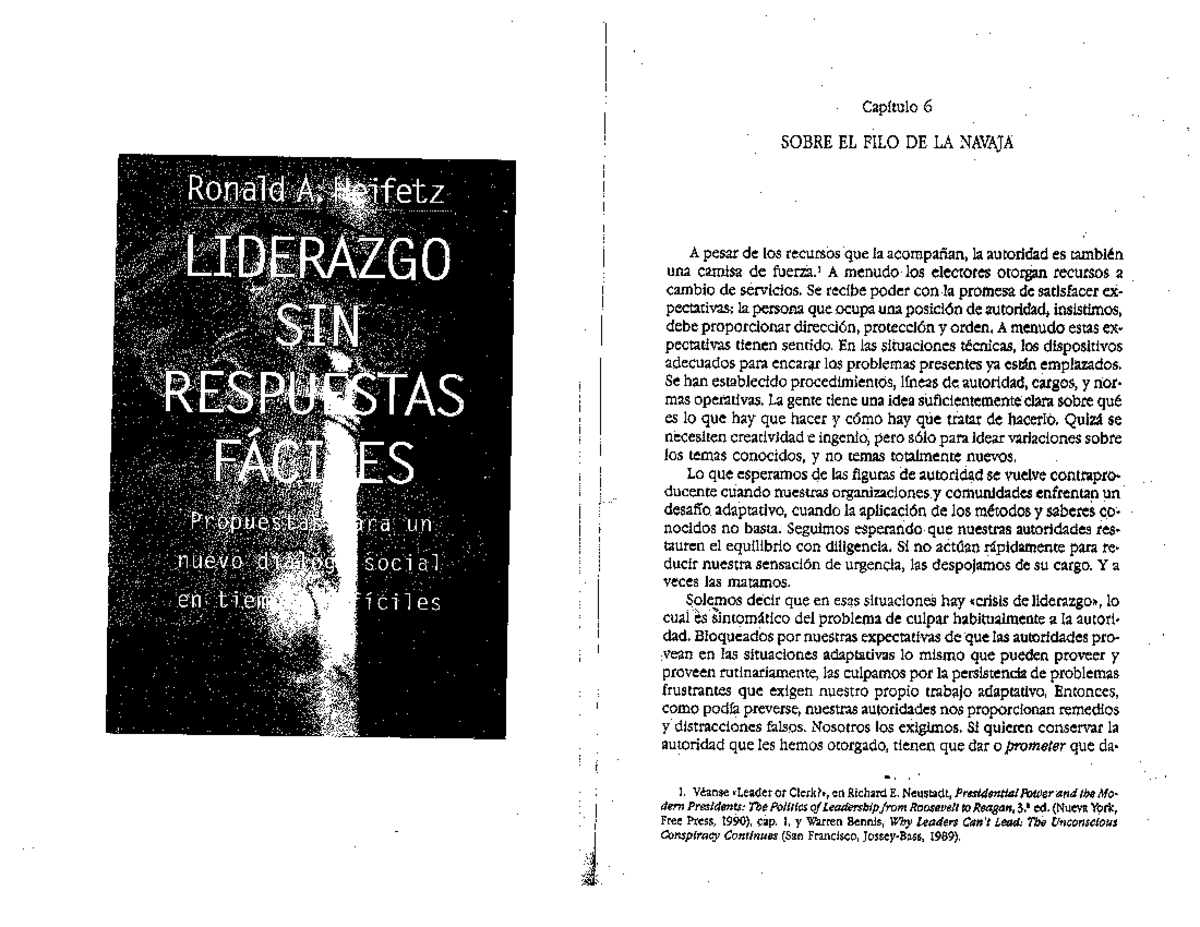 Clase 5.1 Heifetz - Liderazgo sin respuestas fáciles (Cap. 6 ...