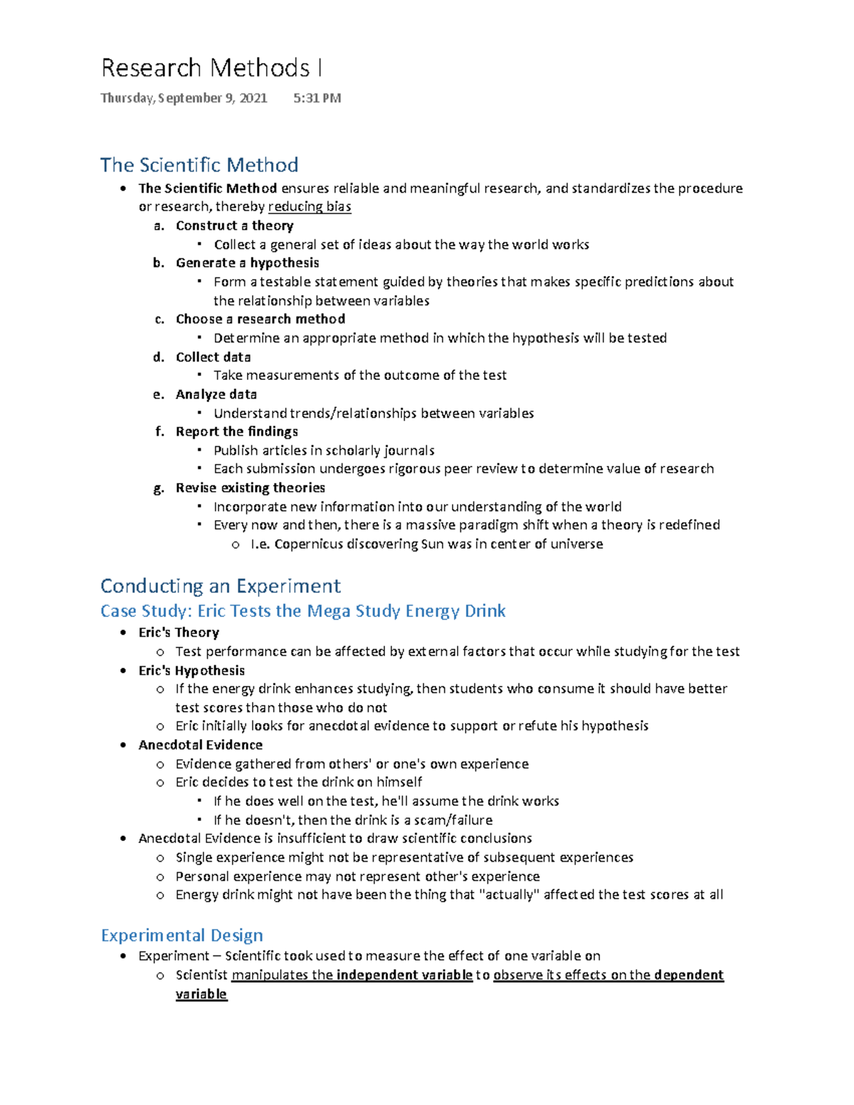 Chapter 2 - Research Methods Module 1 Notes - dŚĞ ^ĐŝĞŶƚŝĨŝĐ DĞƚŚŽĚ ...