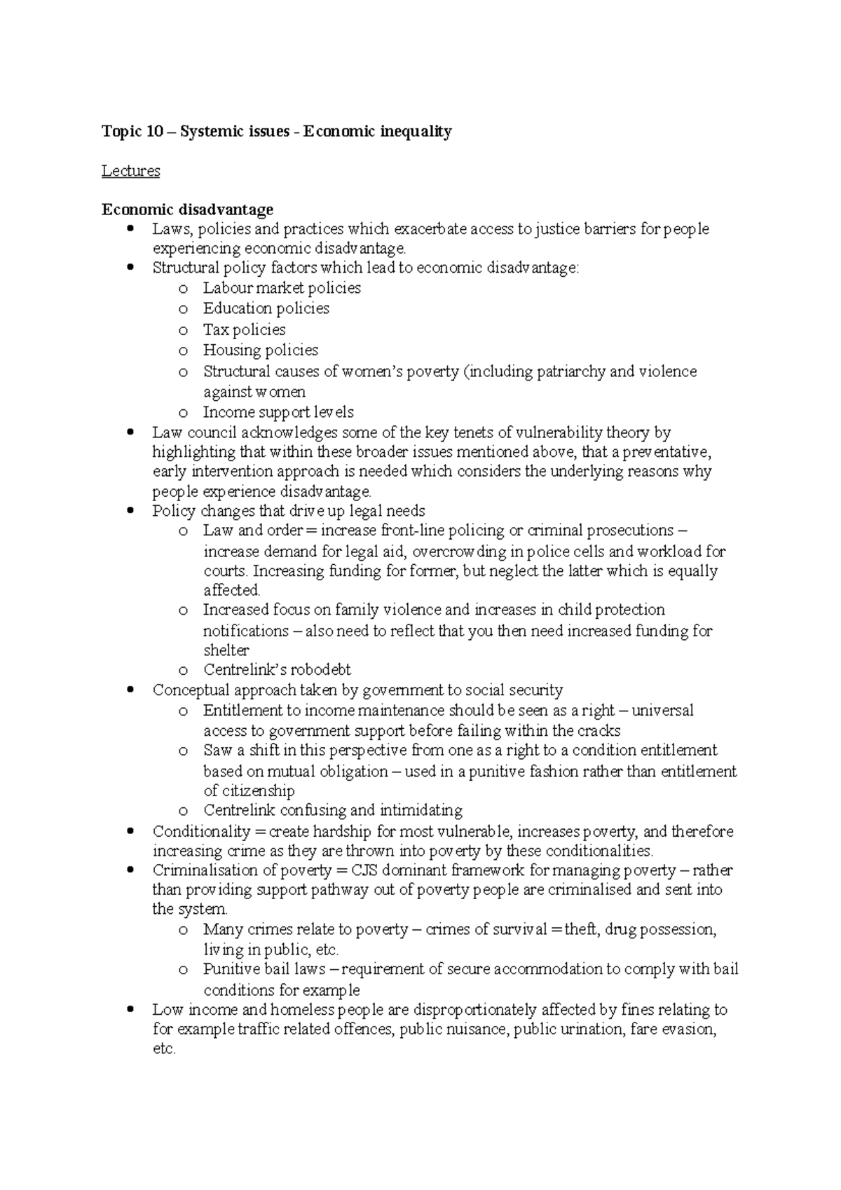 Topic 10 – Systemic issues - Economic inequality - Topic 10 – Systemic ...