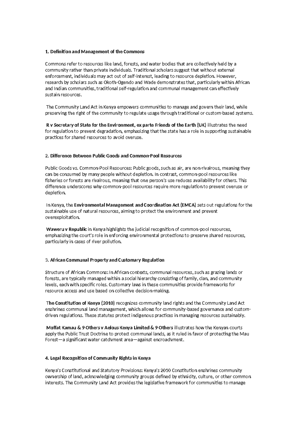 Regulation of commons - property laws - Definition and Management of ...