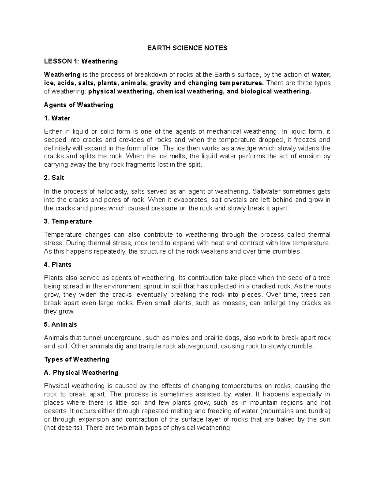 Earth Science Notes 2nd Quarter - EARTH SCIENCE NOTES LESSON 1 ...
