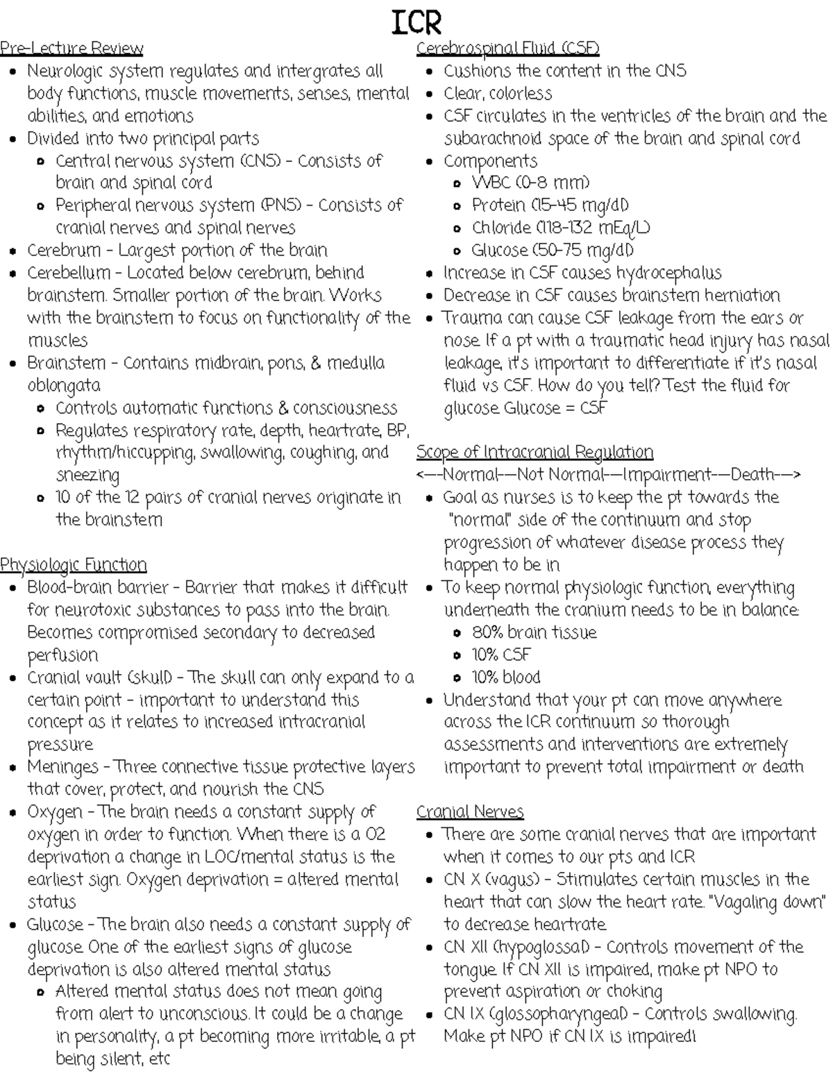 ICR - ............... - Neurologic system regulates and intergrates all ...