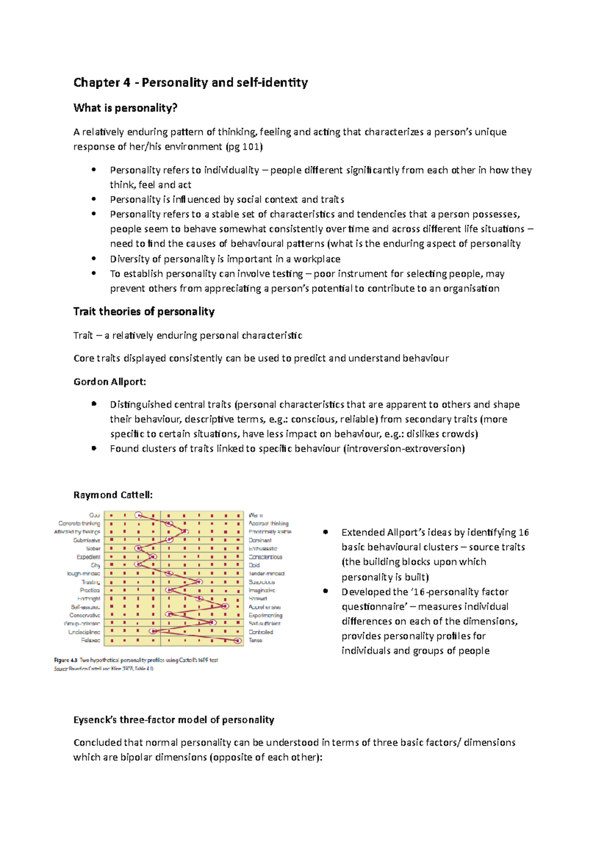 Chapter 4 - personality and self-identity - BUS127 - QUB - Studocu