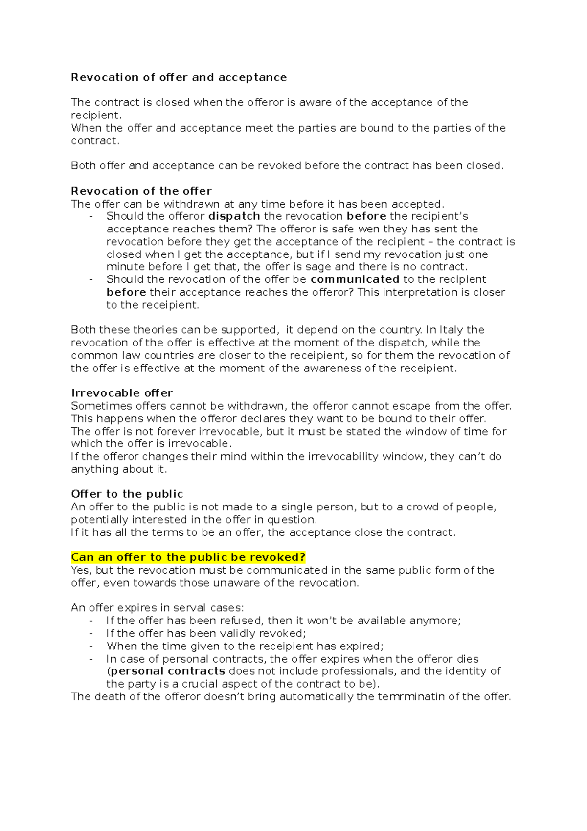 7 Revocation, preparatory-option contracts - Revocation of offer and ...