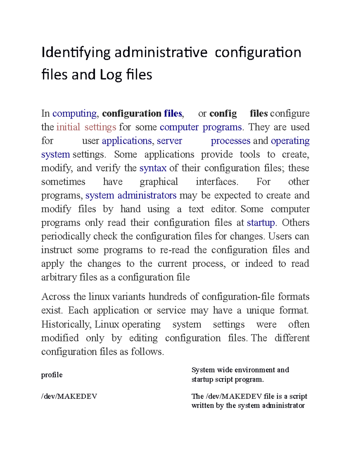 Config And Log Files Identifying Administrative Configuration Files And Log Files In Computing