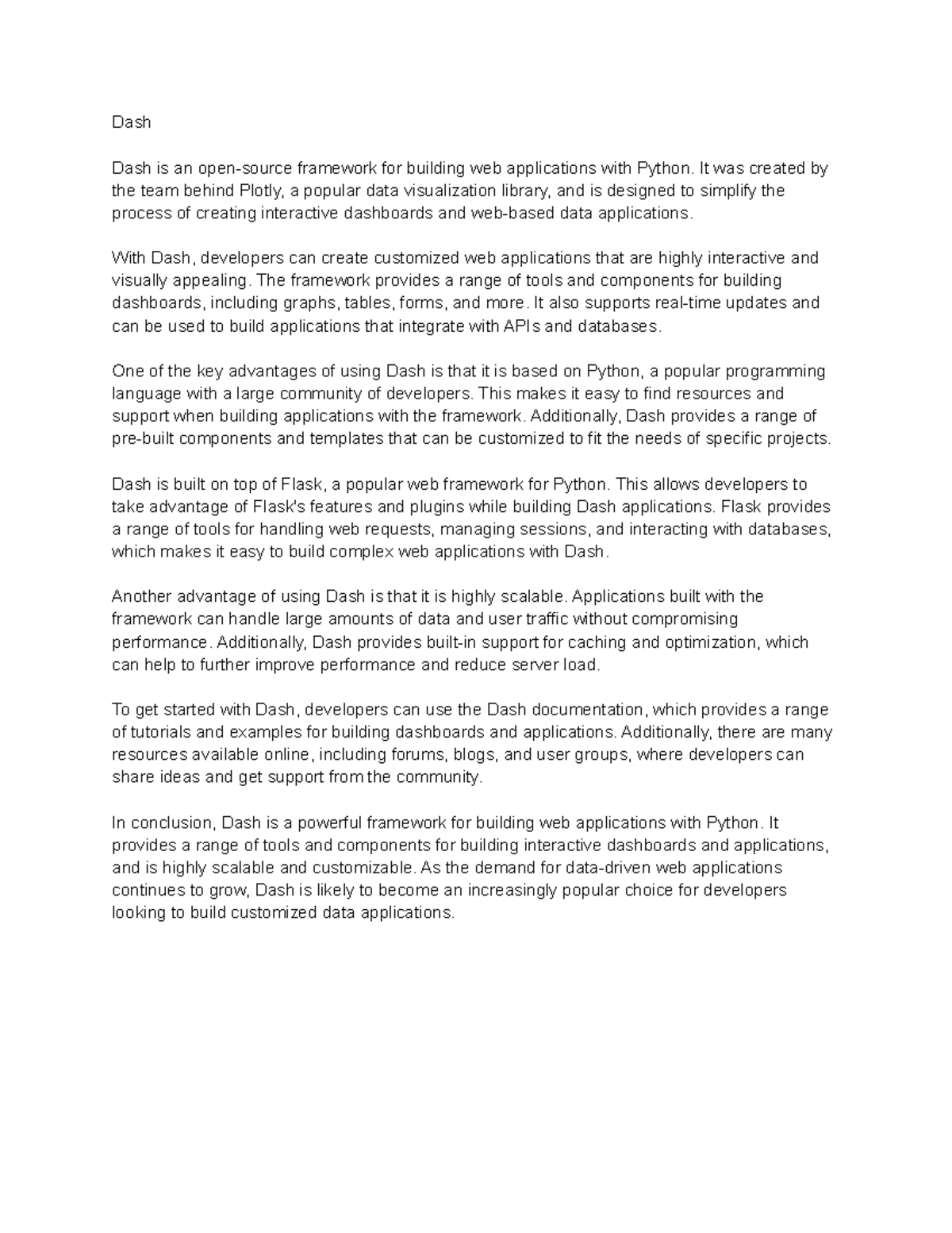 D (10) - Facts - Dash Dash is an open-source framework for building web ...