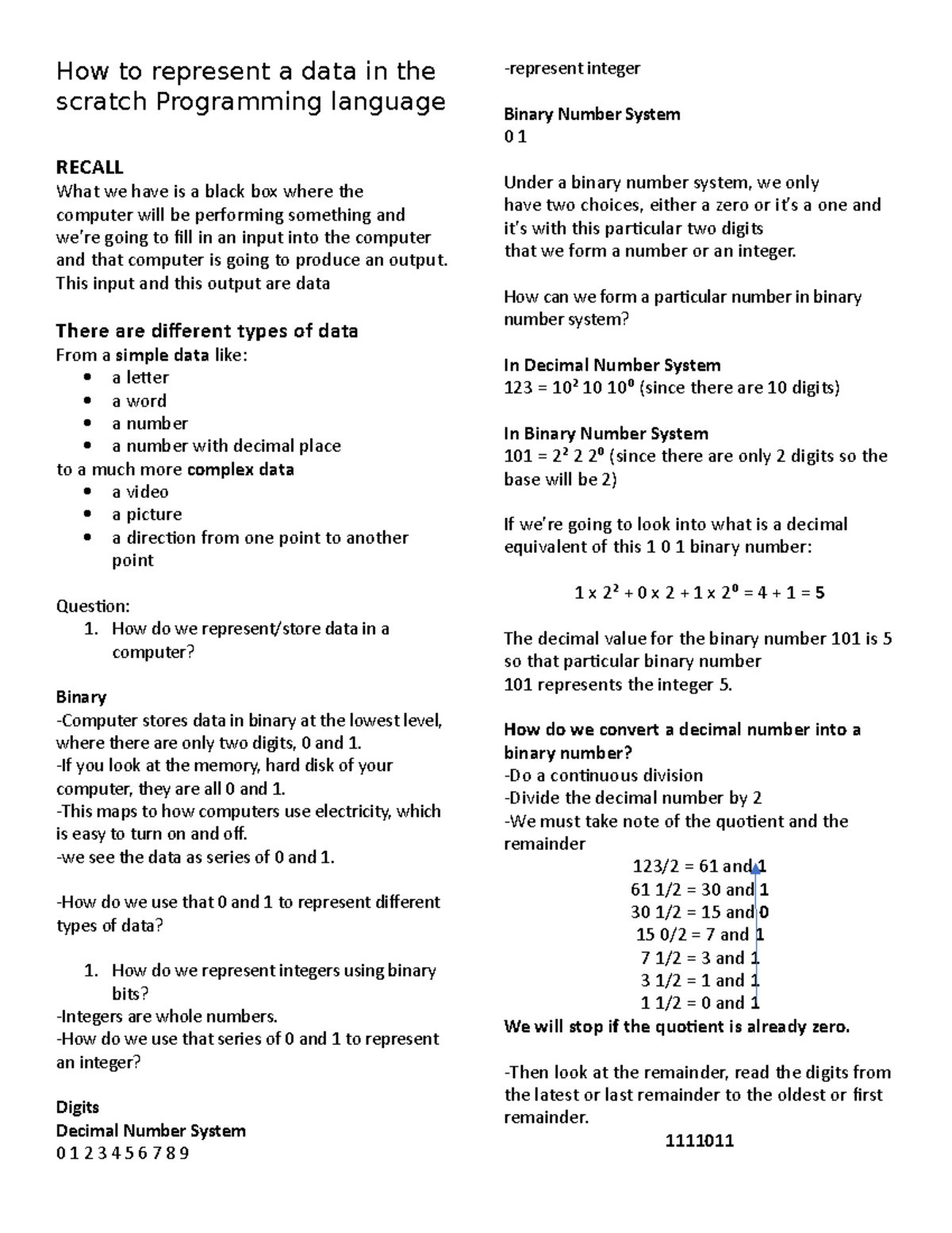 Data Presentation - Please give as much additional information as ...