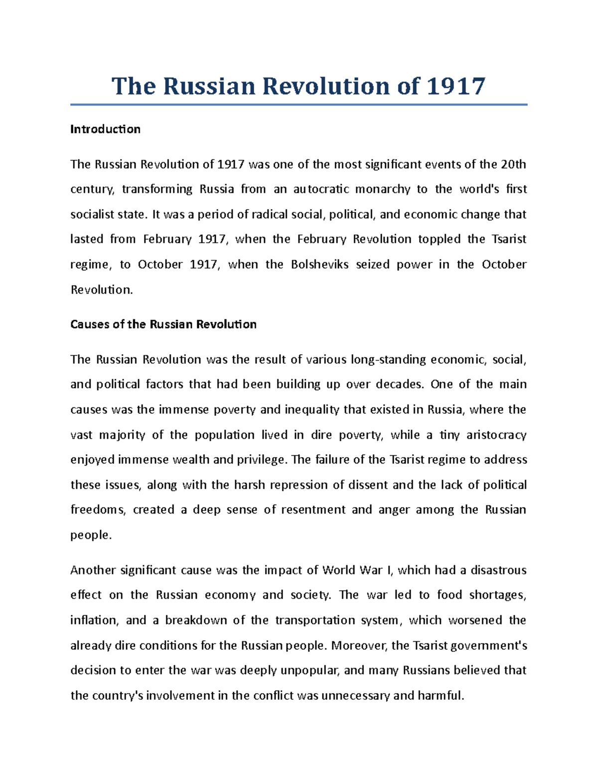 The Russian Revolution of 1917 - It was a period of radical social ...