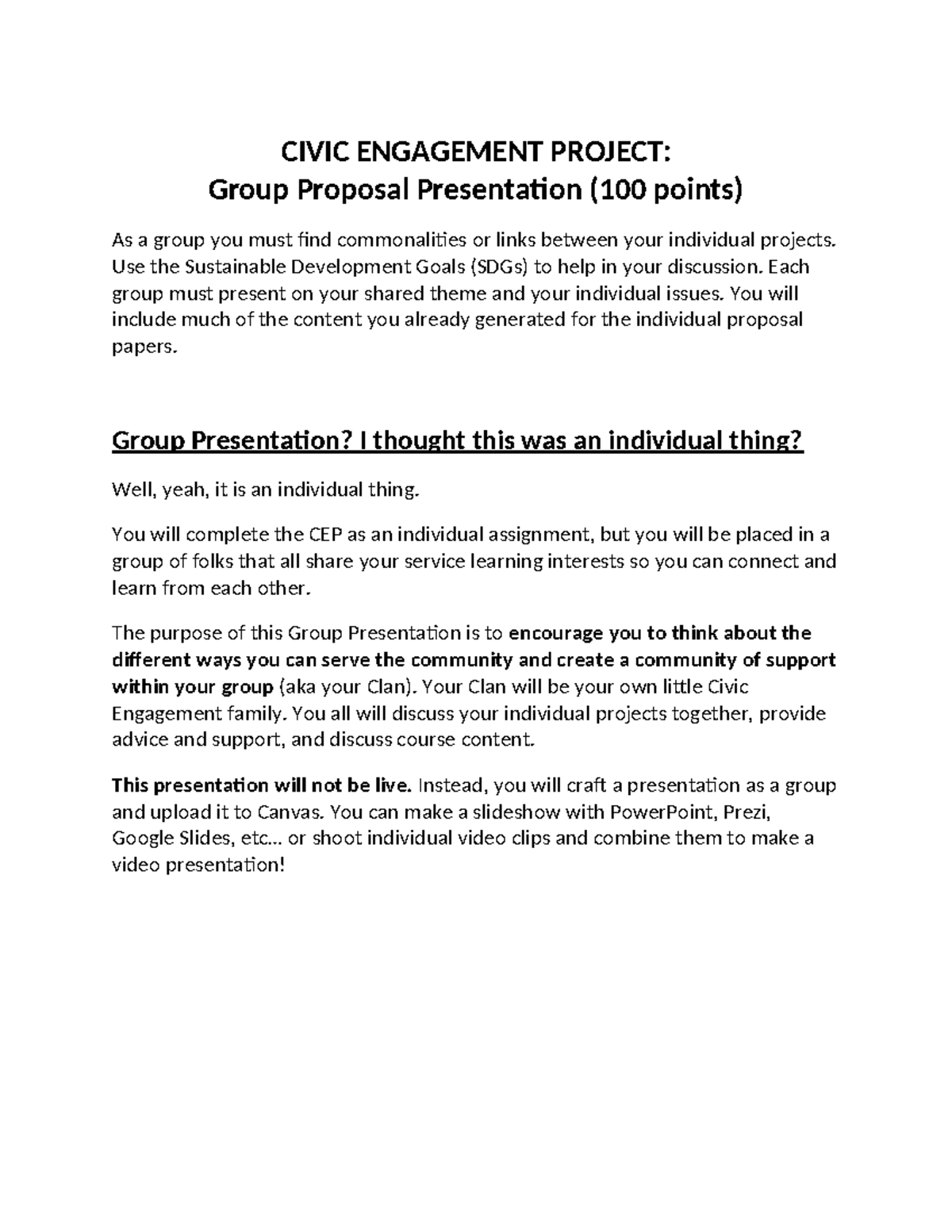 Group Project Proposal (Part II) - CIVIC ENGAGEMENT PROJECT: Group ...