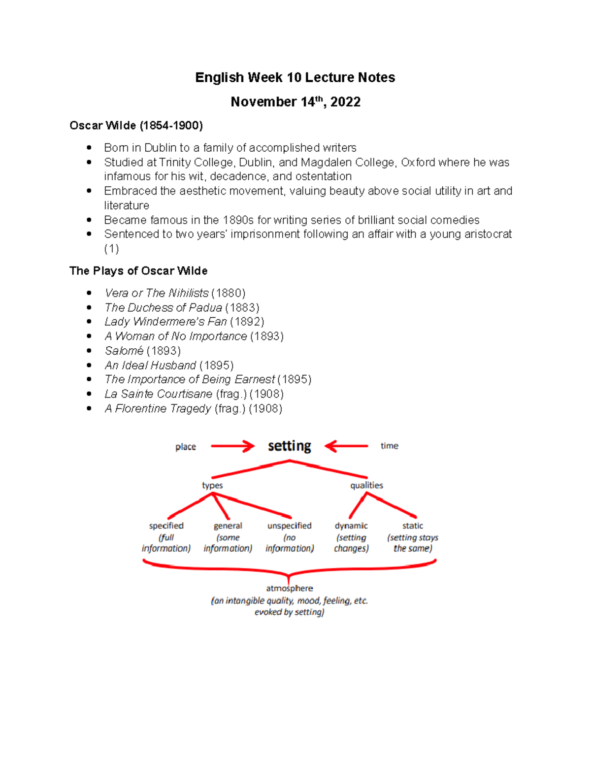 English Week 10 Lecture Notes - English Week 10 Lecture Notes November ...