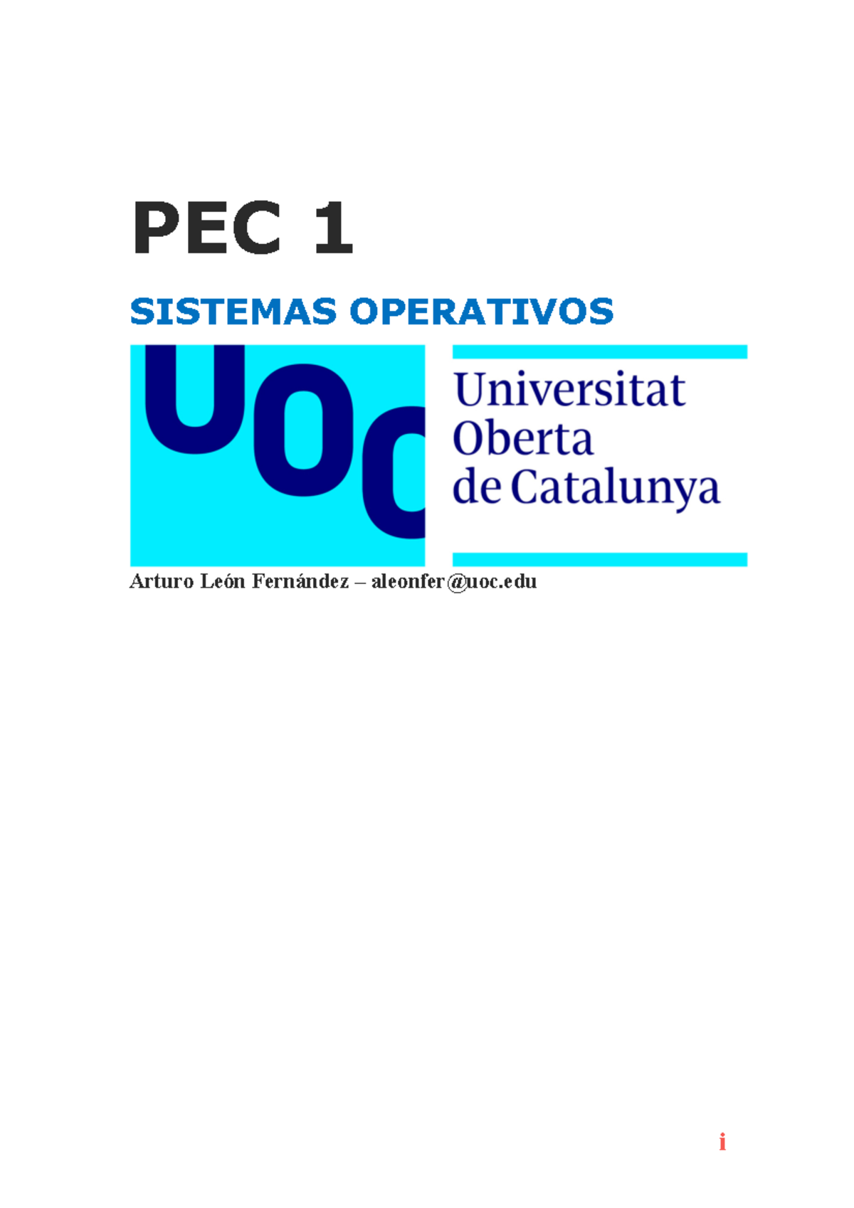 PEC1 Sistemas Operativos - i PEC 1 SISTEMAS OPERATIVOS Arturo León ...